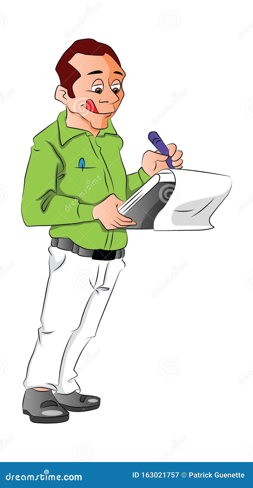 Vector of Man Writing Notes Stock Vector - Illustration of color, stare ...