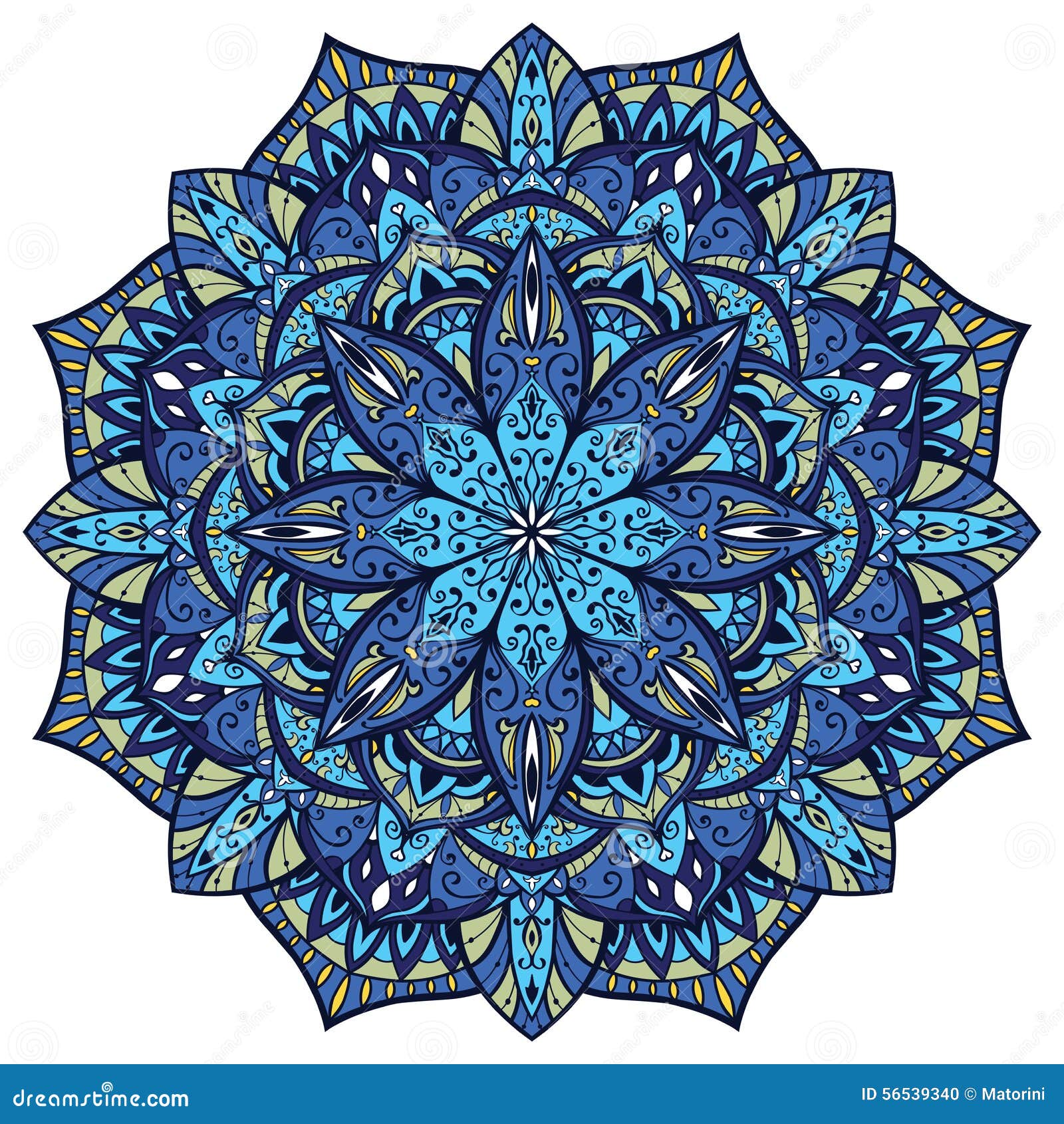 Vector, Mandala Adornada Azul Ilustración del Vector - Ilustración de ...