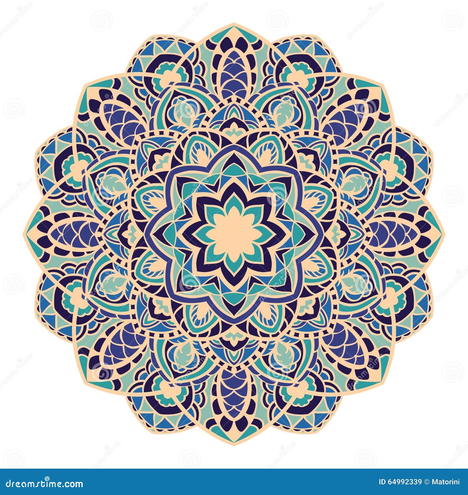 Vector Mandala in Blue Tones. Stock Vector - Illustration of asian ...