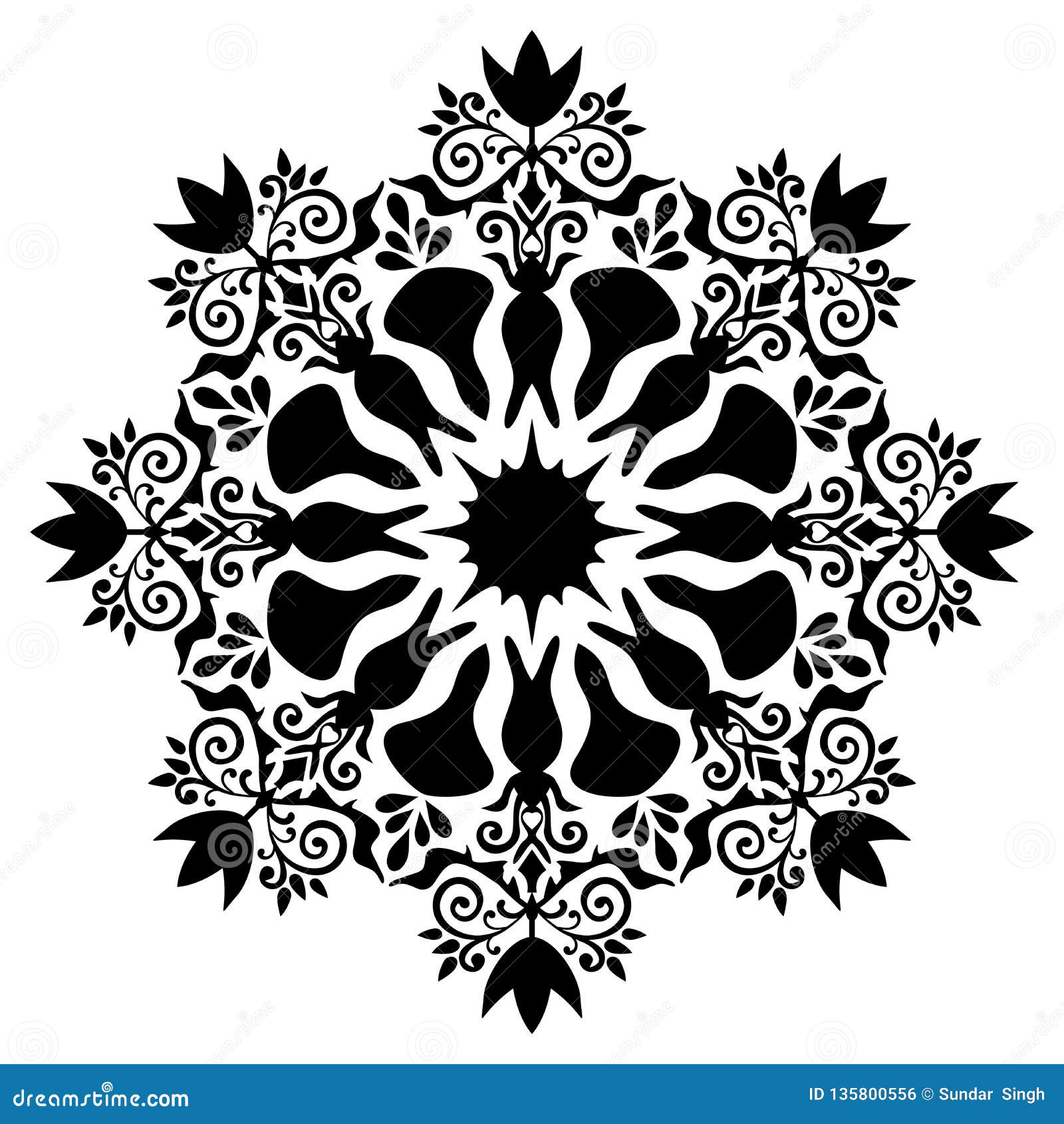 Black and White Mandala Vector Illustration. Stock Vector ...