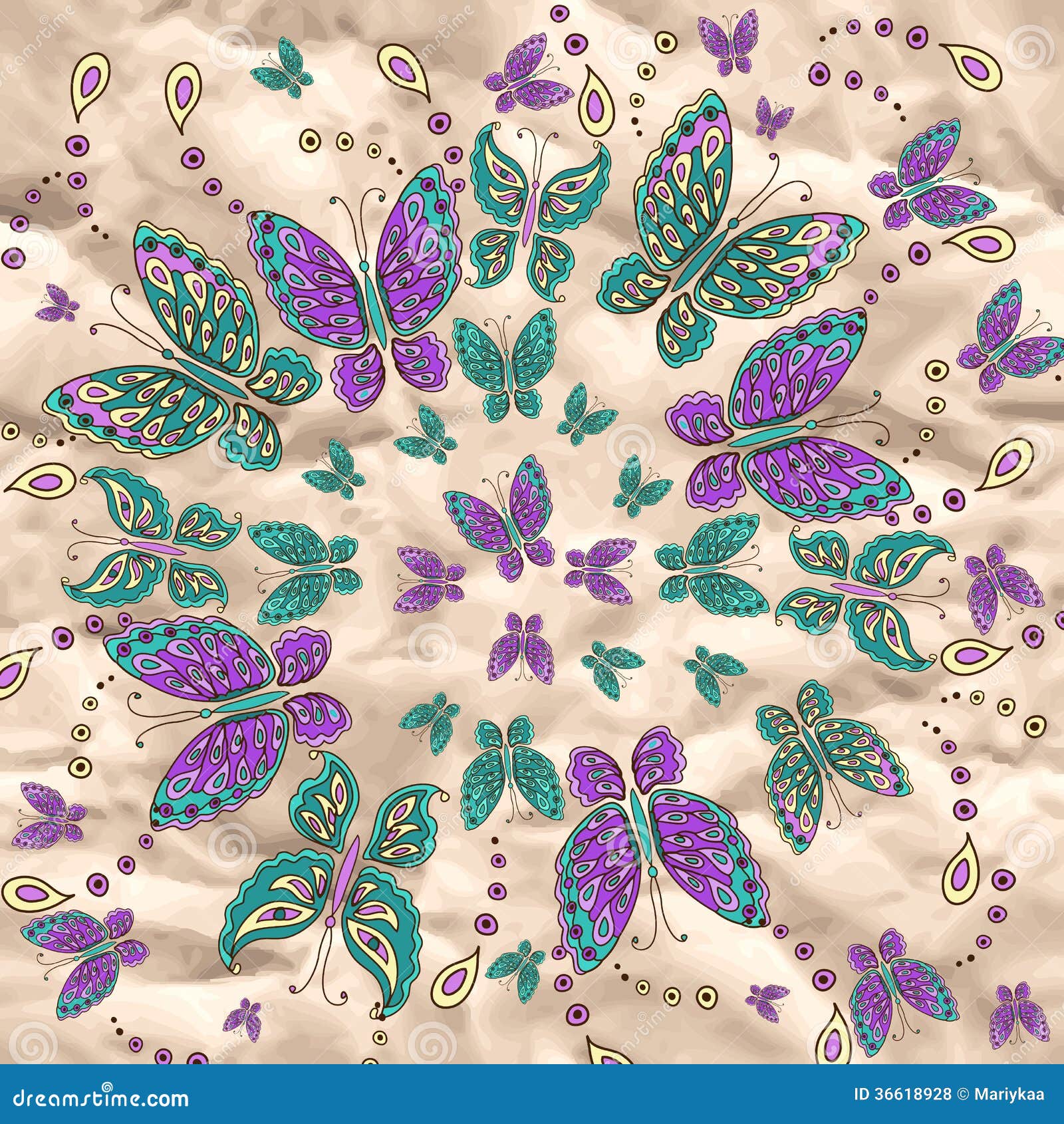 Vector Mandala Pattern with Butterfly Stock Vector - Illustration of ...