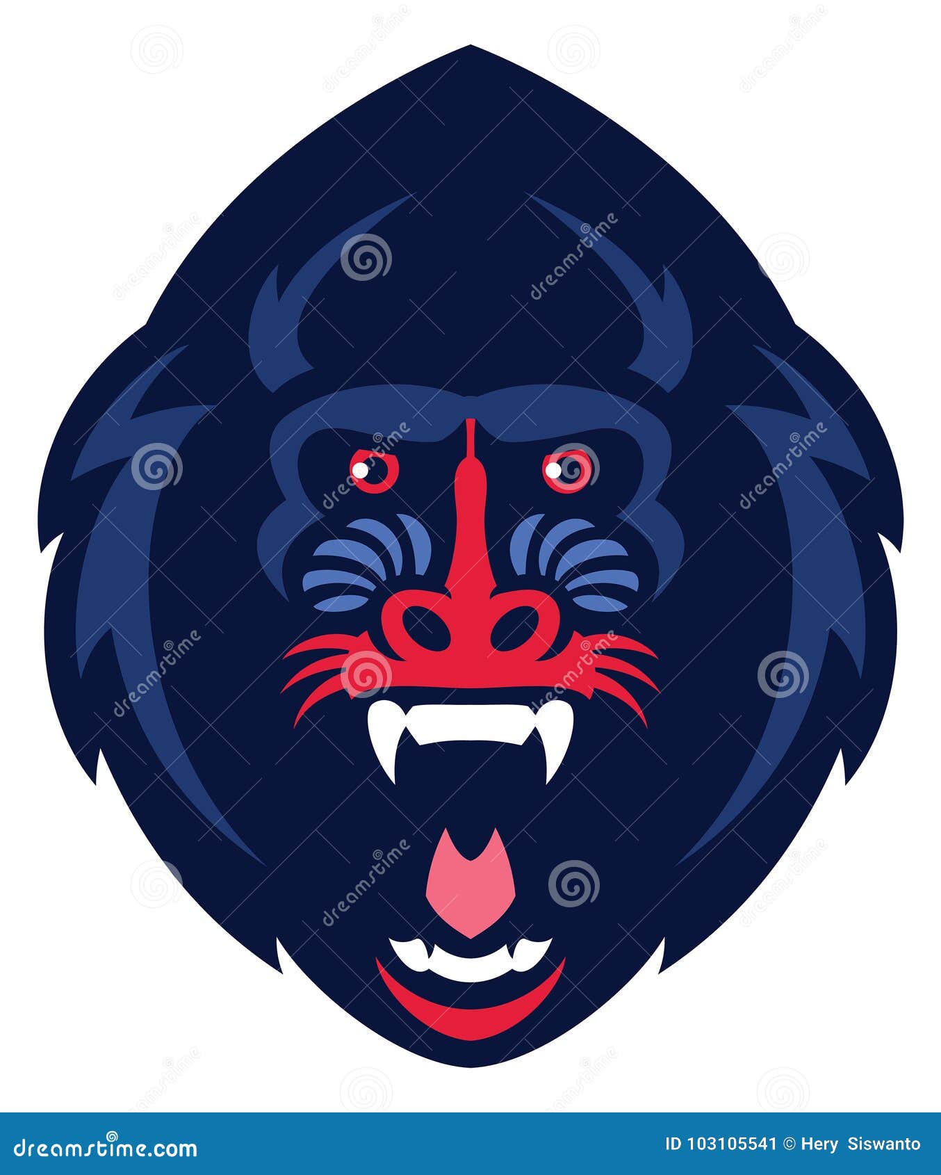Mandrill monkey head stock vector. Illustration of teeth - 103105541
