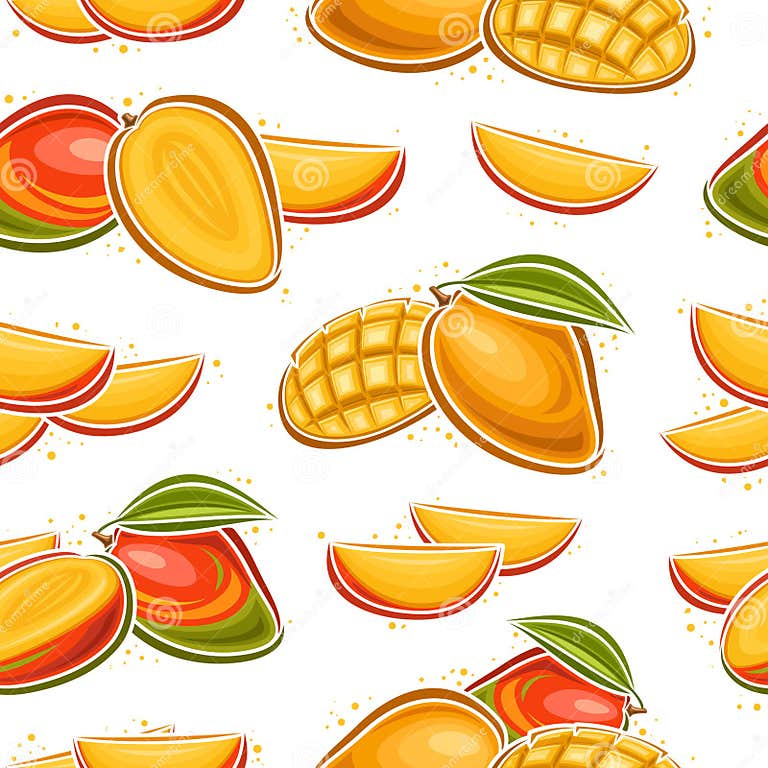 Vector Mango Seamless Pattern Stock Vector - Illustration of organic, dessert: 270764345