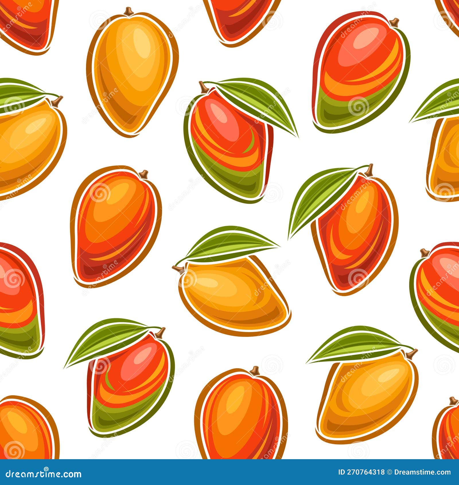 Vector Mango Seamless Pattern Stock Vector - Illustration of harvest, leaf: 270764318