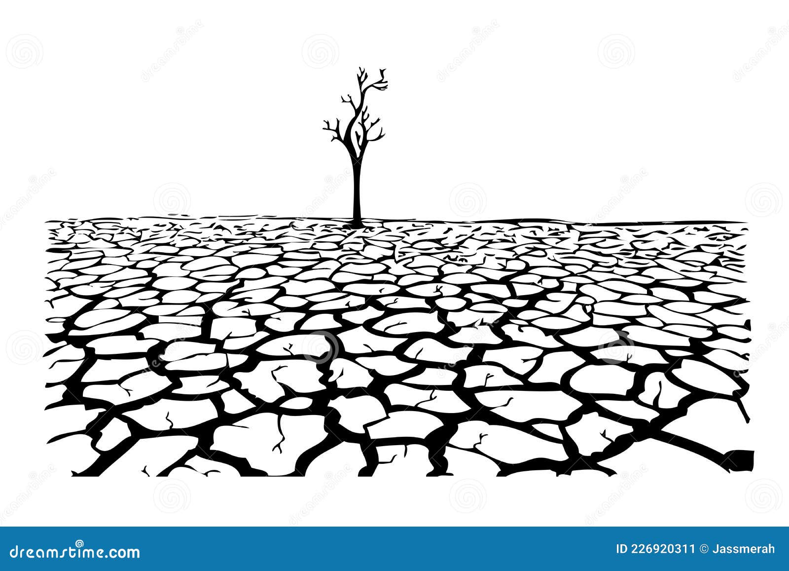 Vector Manual Draw Sketch, Crack Land and Dead Tree Stock Vector ...