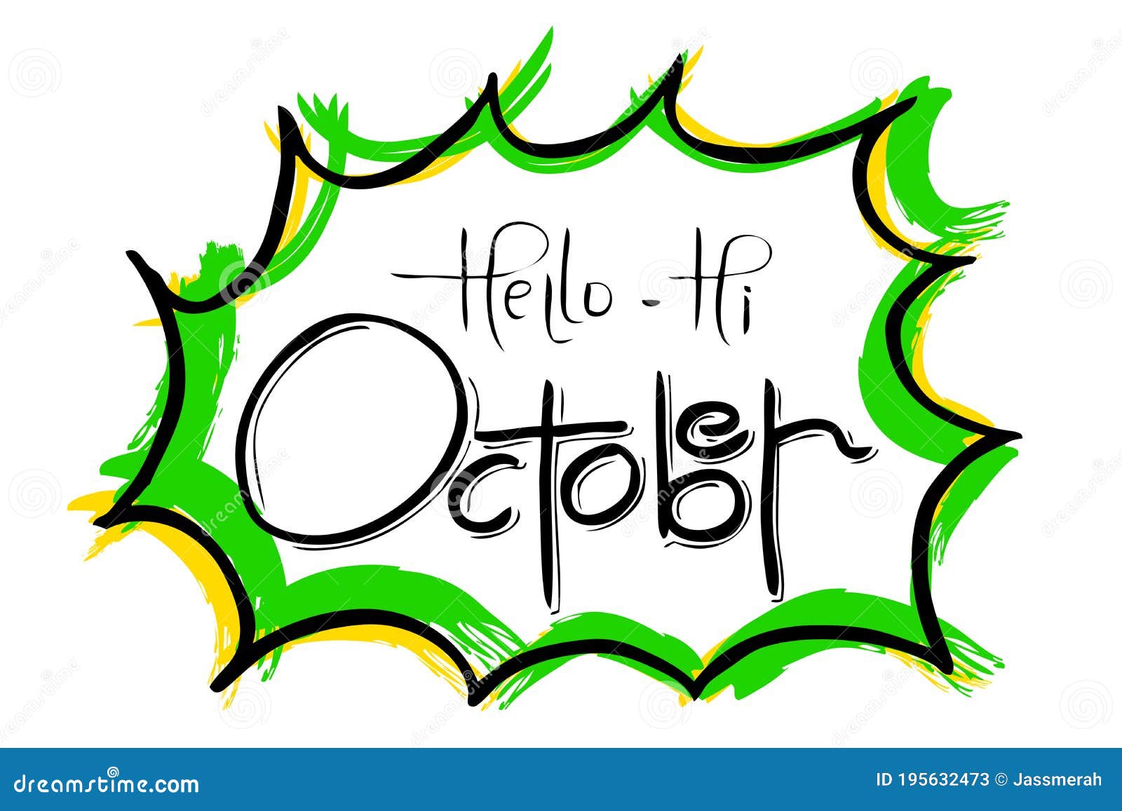 Vector Manual Hand Draw Sketch Lettering, Hello Hi October Stock Vector ...
