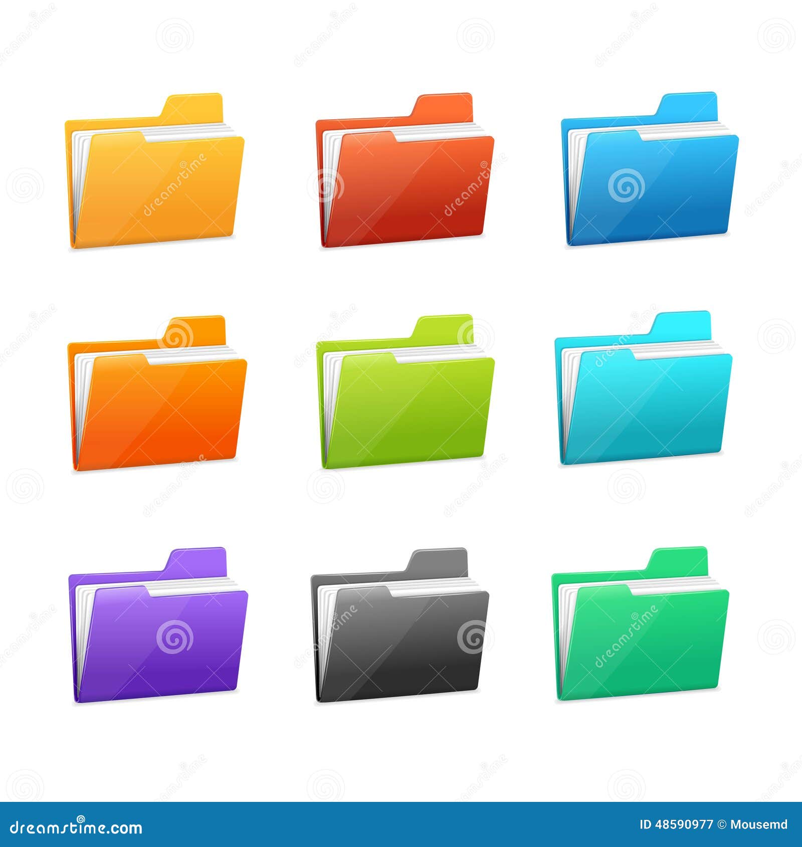 Vector Many Rainbow Folders Set on the White Stock Vector ...