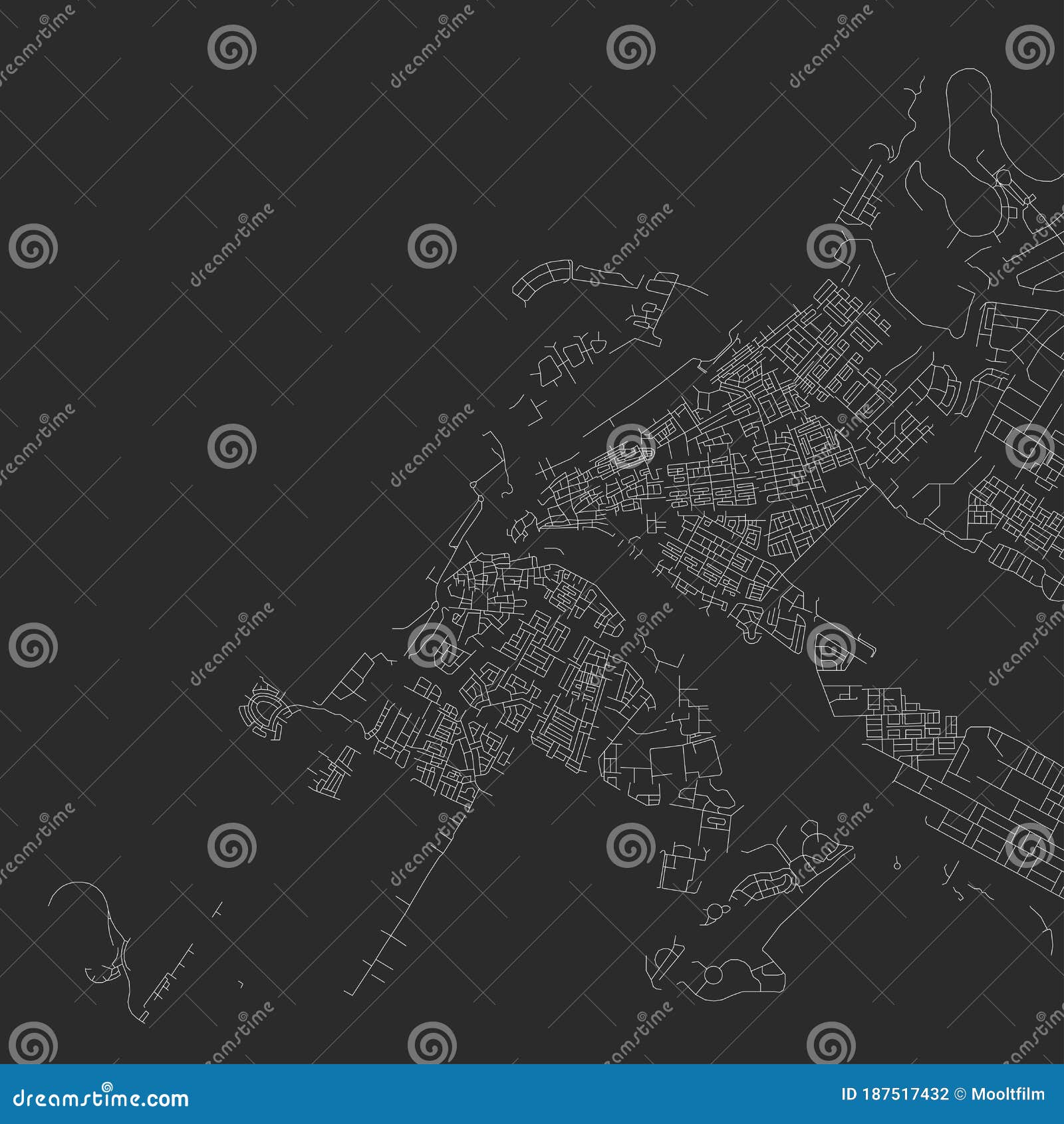 Vector Map of Abstract City in Black and White Stock Vector ...