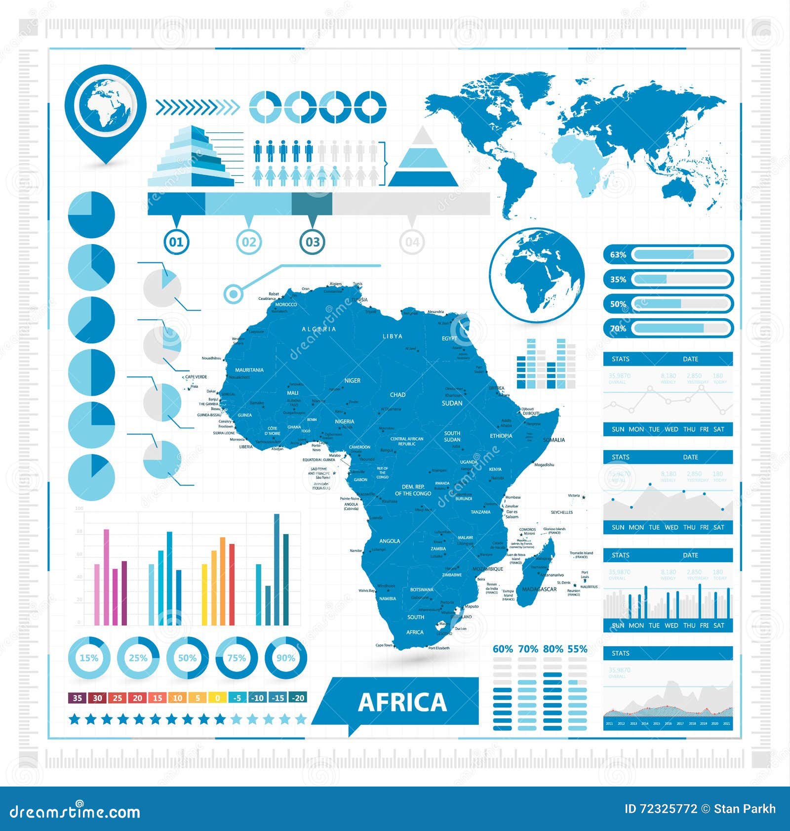 Vector Map of Africa and Infographic Elements Stock Vector ...