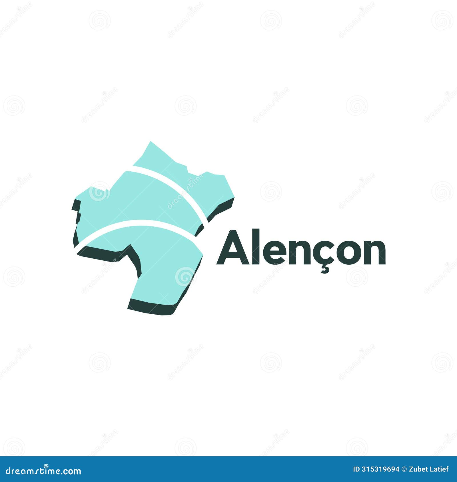 Vector Map of Alencon Design, Illustration Design Template on White ...