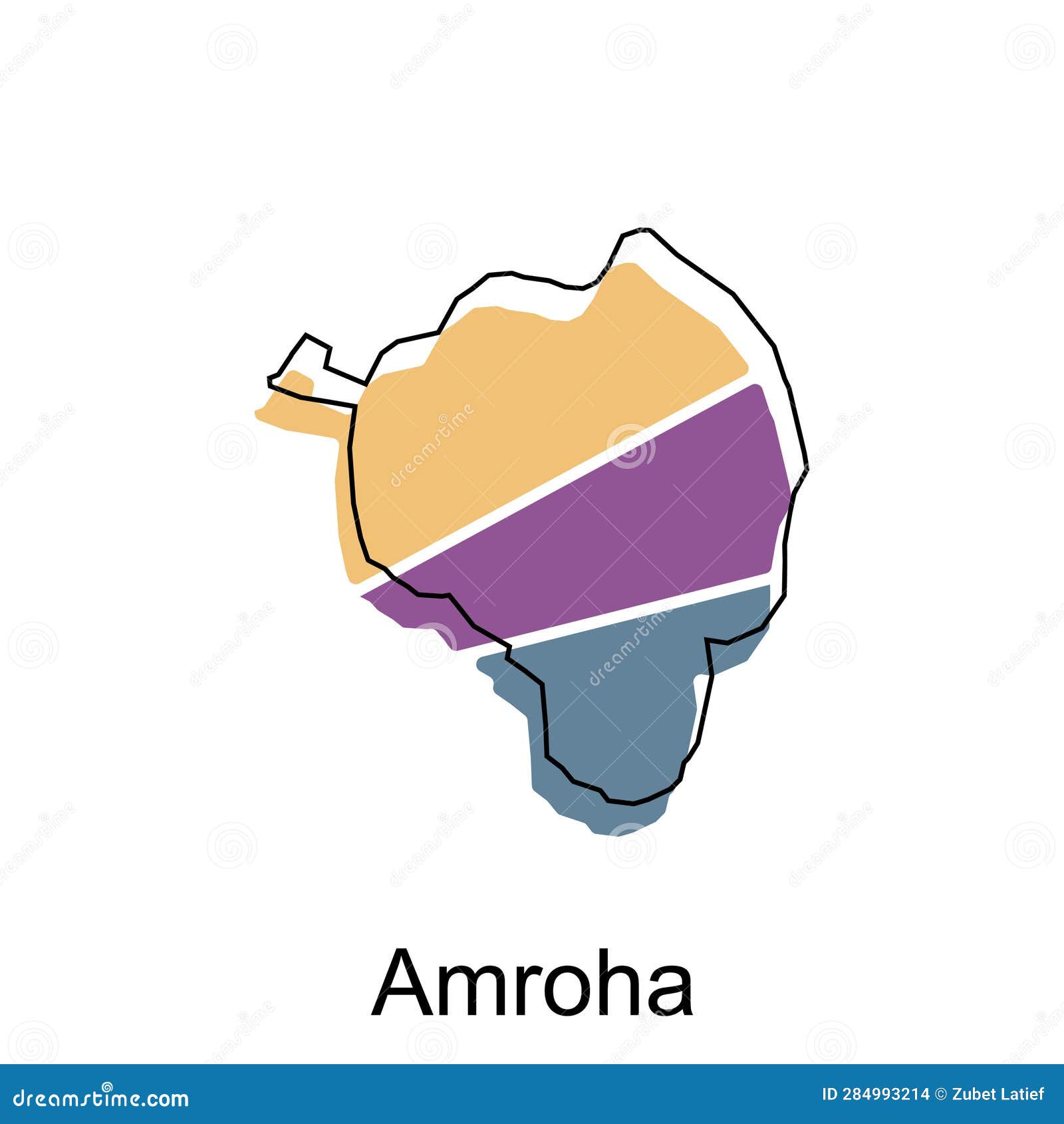 Amroha District Uttar Pradesh State, Republic Of India Map Vector ...