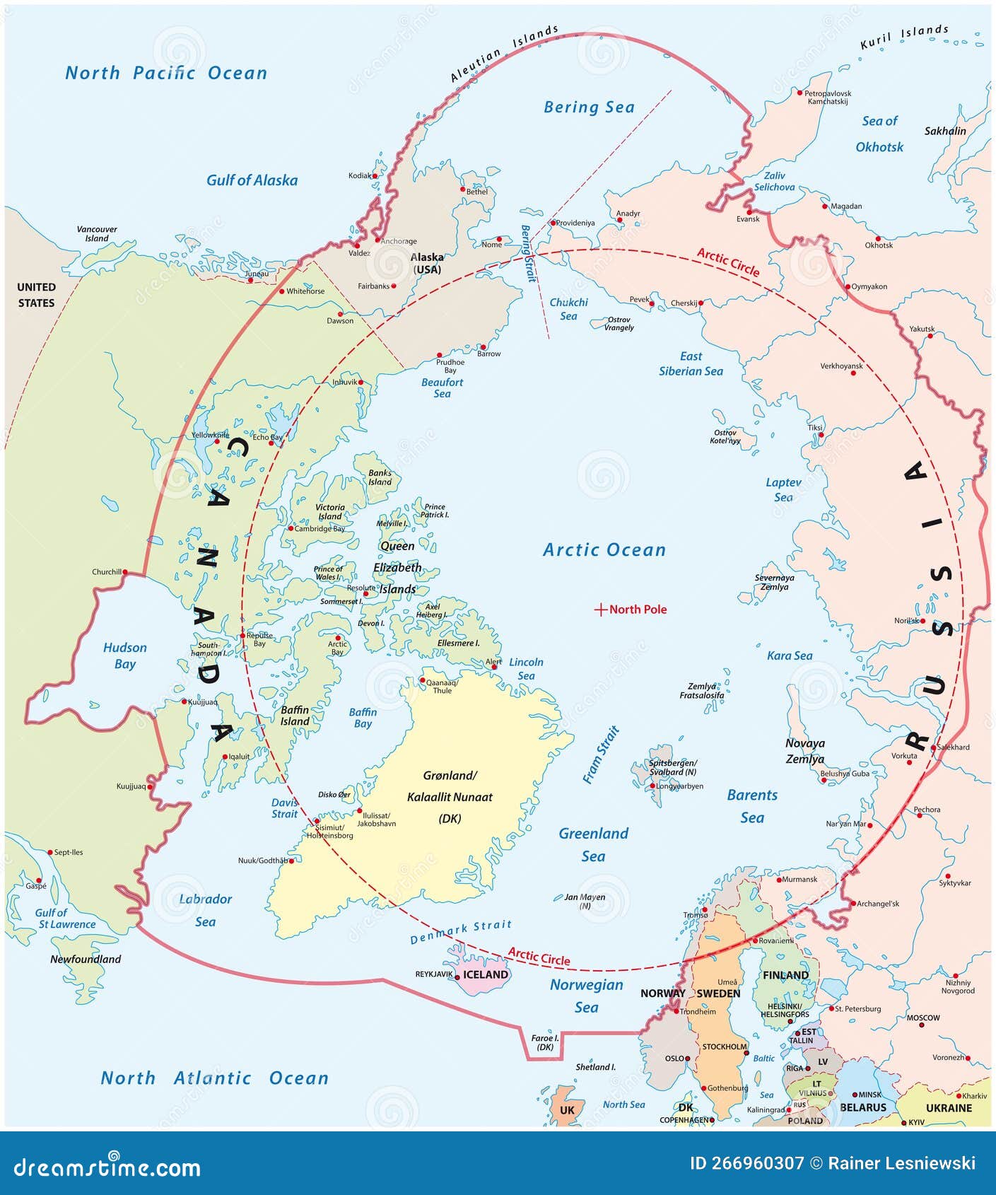 Vector Map of the Arctic and Polar Region Stock Vector - Illustration ...