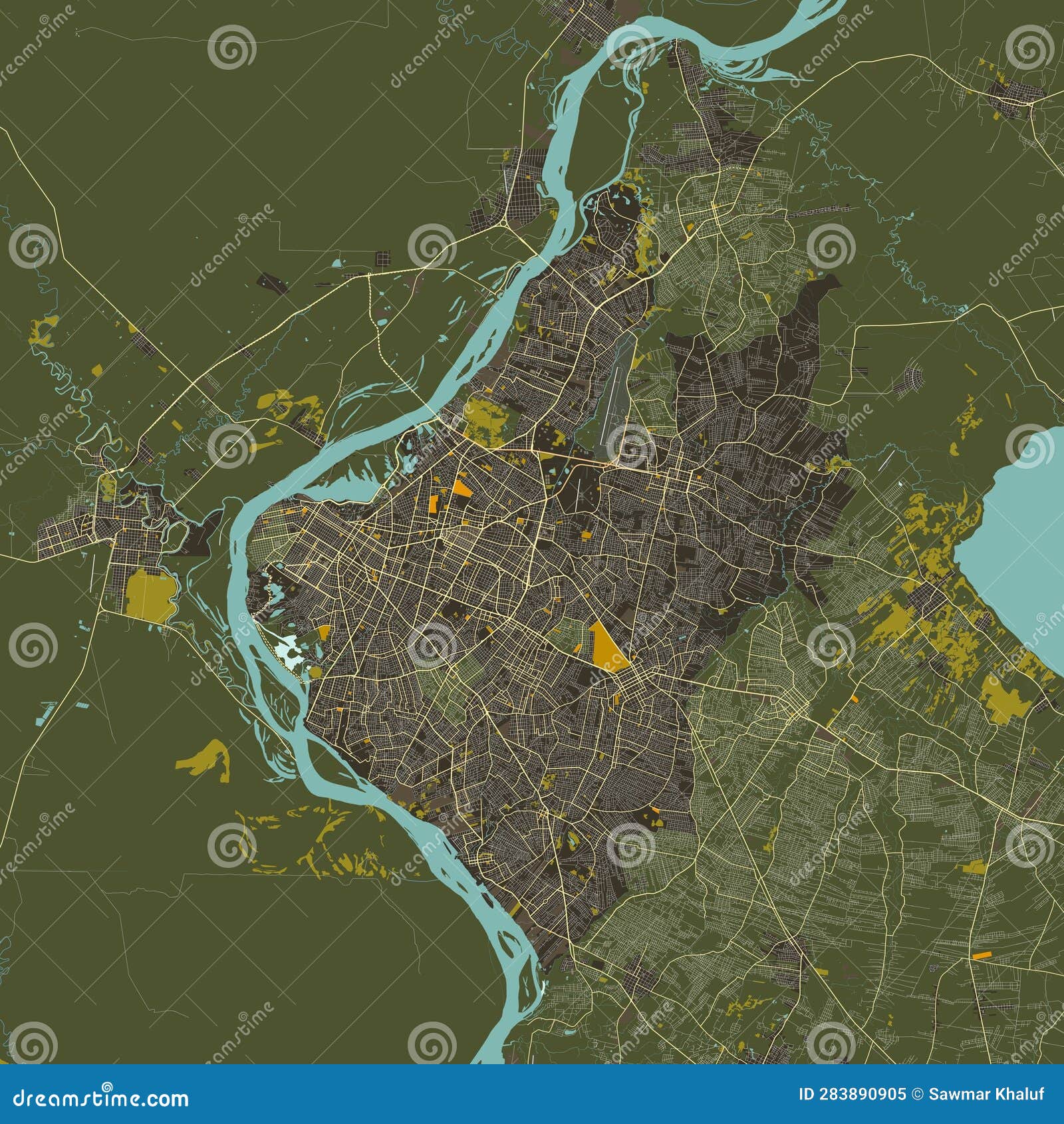 Map of Asunción, Paraguay stock vector. Illustration of geology - 283890905