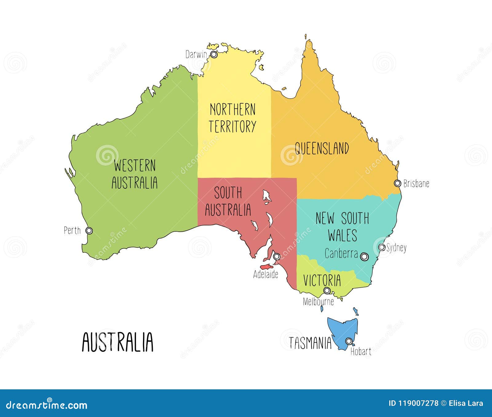 Vector Map of Australia. Hand Drawn Illustration Stock Vector ...