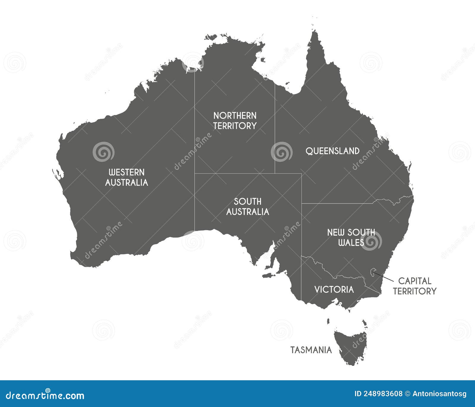 Australia Map With Regions. Vector Illustration. Australian State ...
