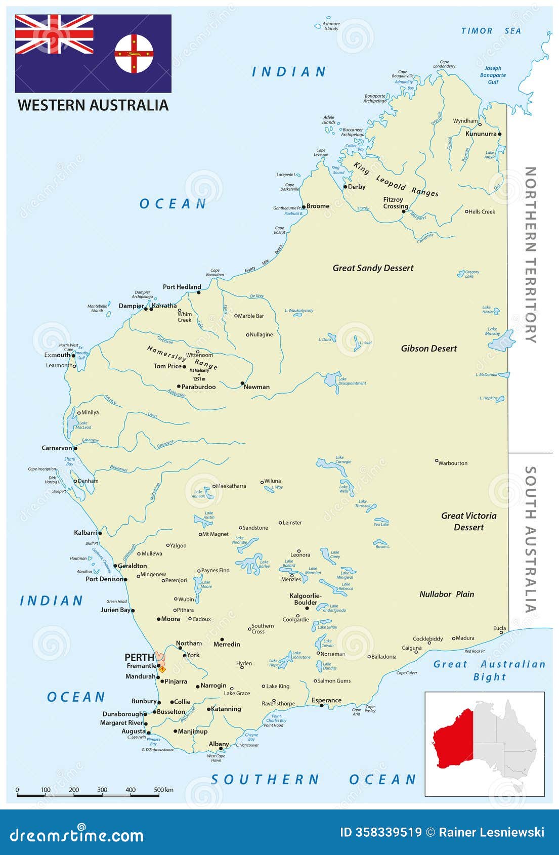 Vector Map of the Australian State of Western Australia Stock Vector ...