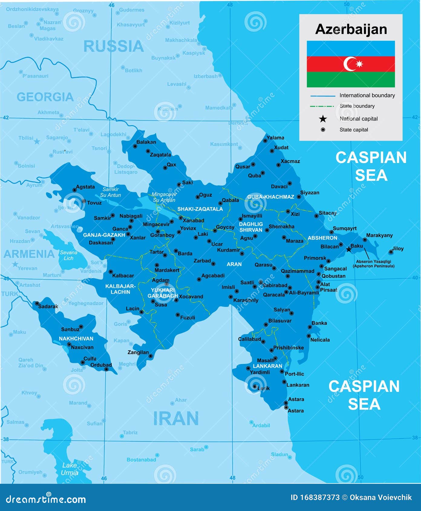 Vector Map Of Azerbaijan Stock Vector Illustration Of Agdam 168387373