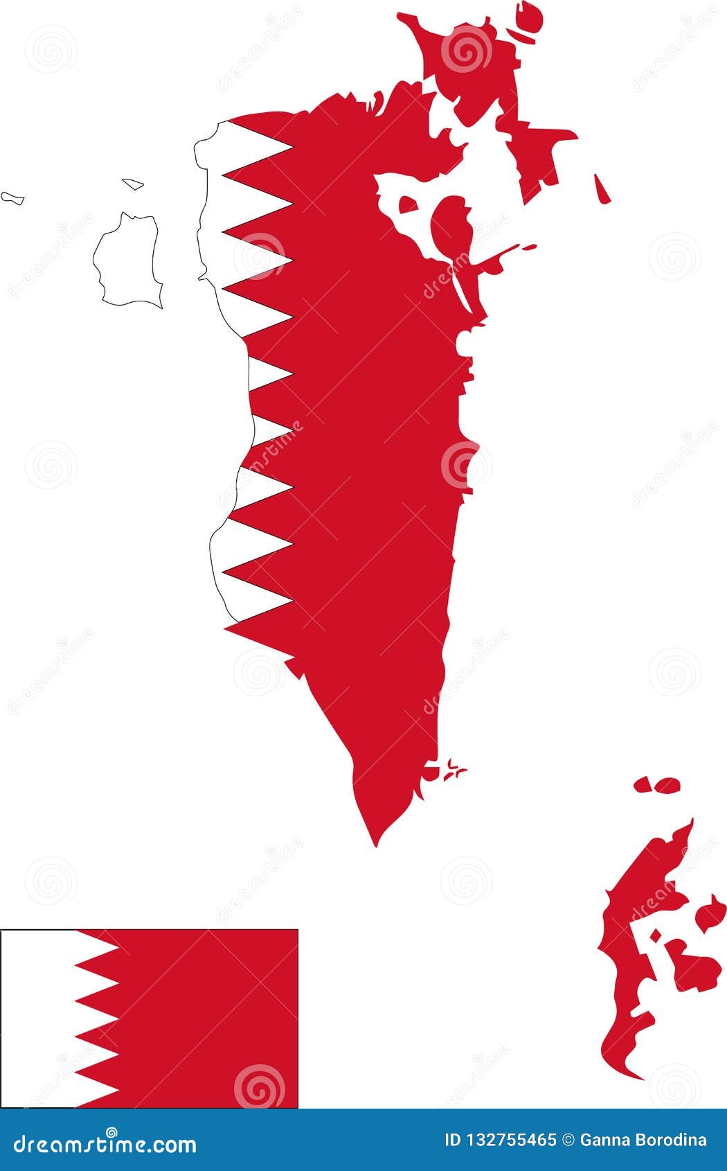 Vector Map of Bahrain with Flag. Isolated, White Background Stock ...