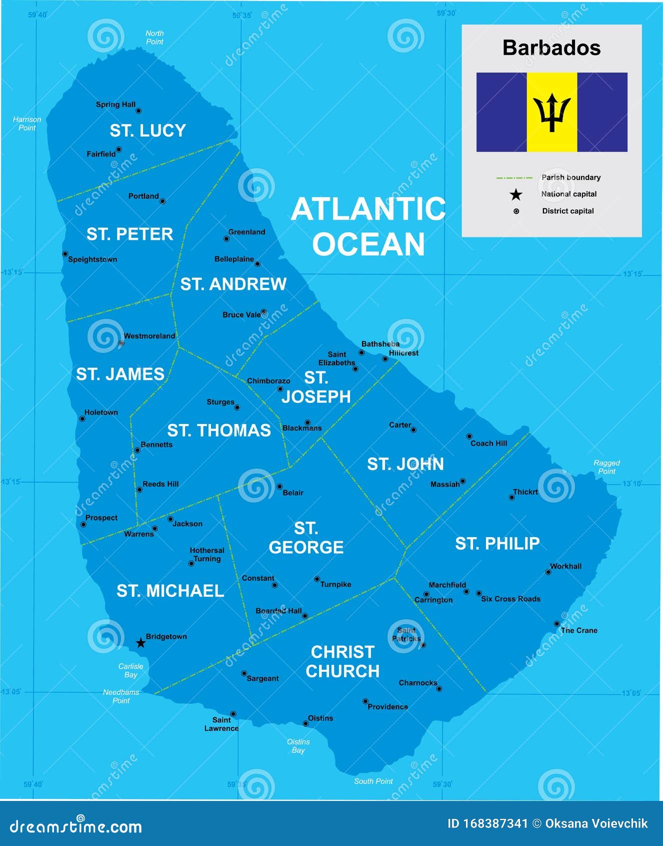 Vector map of barbados stock vector. Illustration of geographical ...