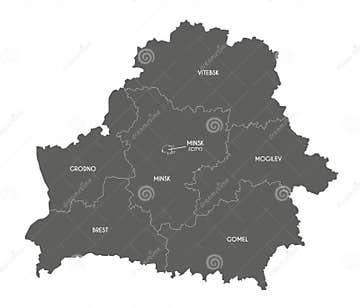 Vector Map of Belarus with Regions or Oblasts and Administrative ...