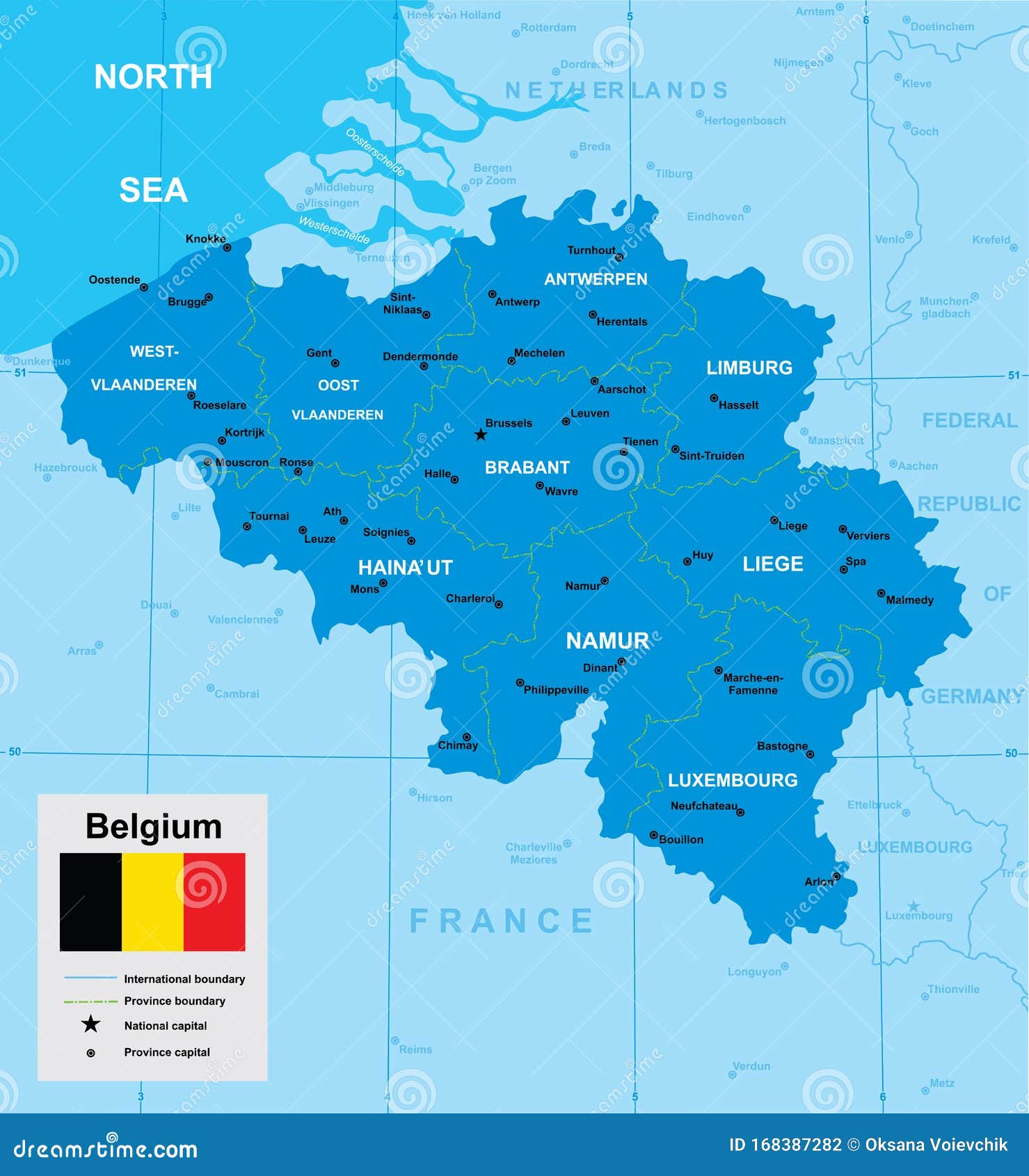 Vector map of Belgium stock vector. Illustration of national - 168387282