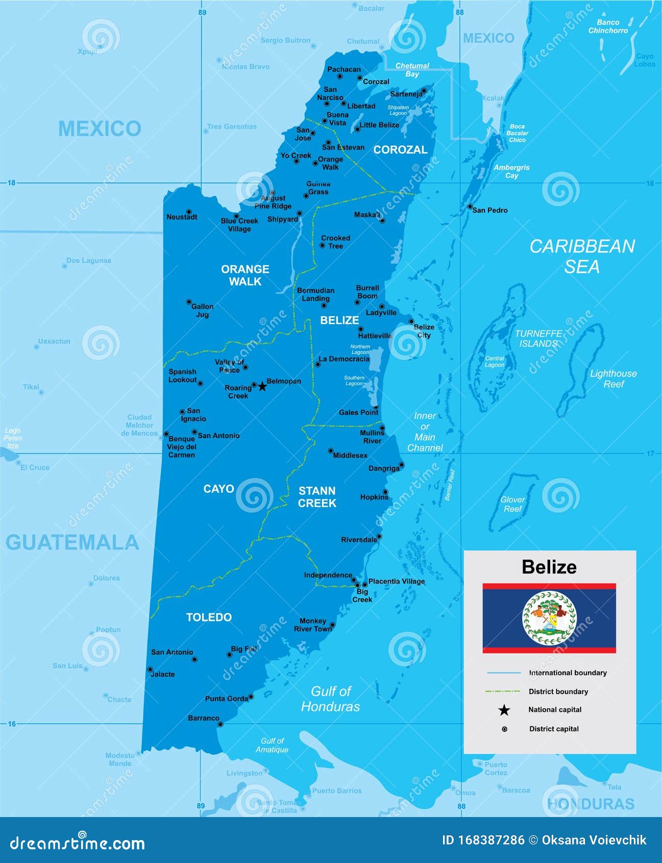 Vector map of Belize stock vector. Illustration of country - 168387286