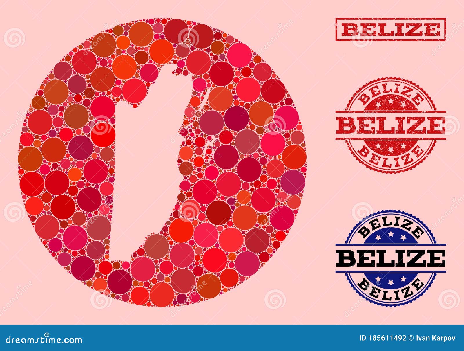 Stencil Circle Map of Belize Mosaic and Rubber Stamp Stock Illustration ...