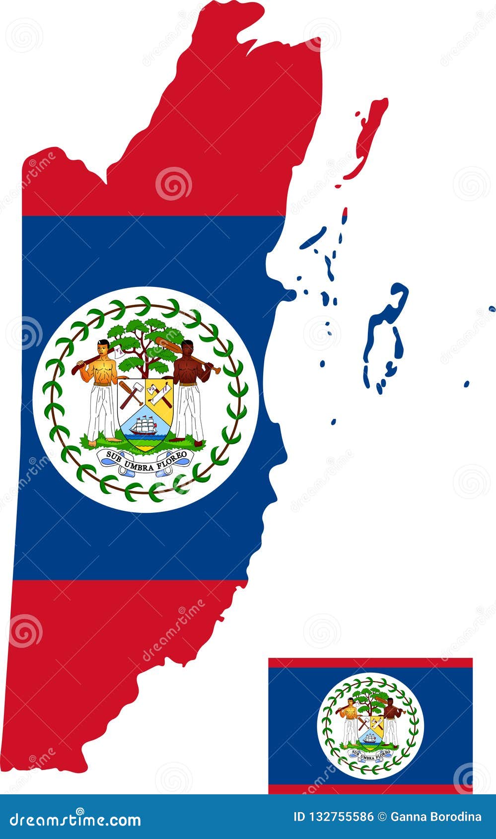 Vector Map of Belize with Flag. Isolated, White Background Stock Vector ...