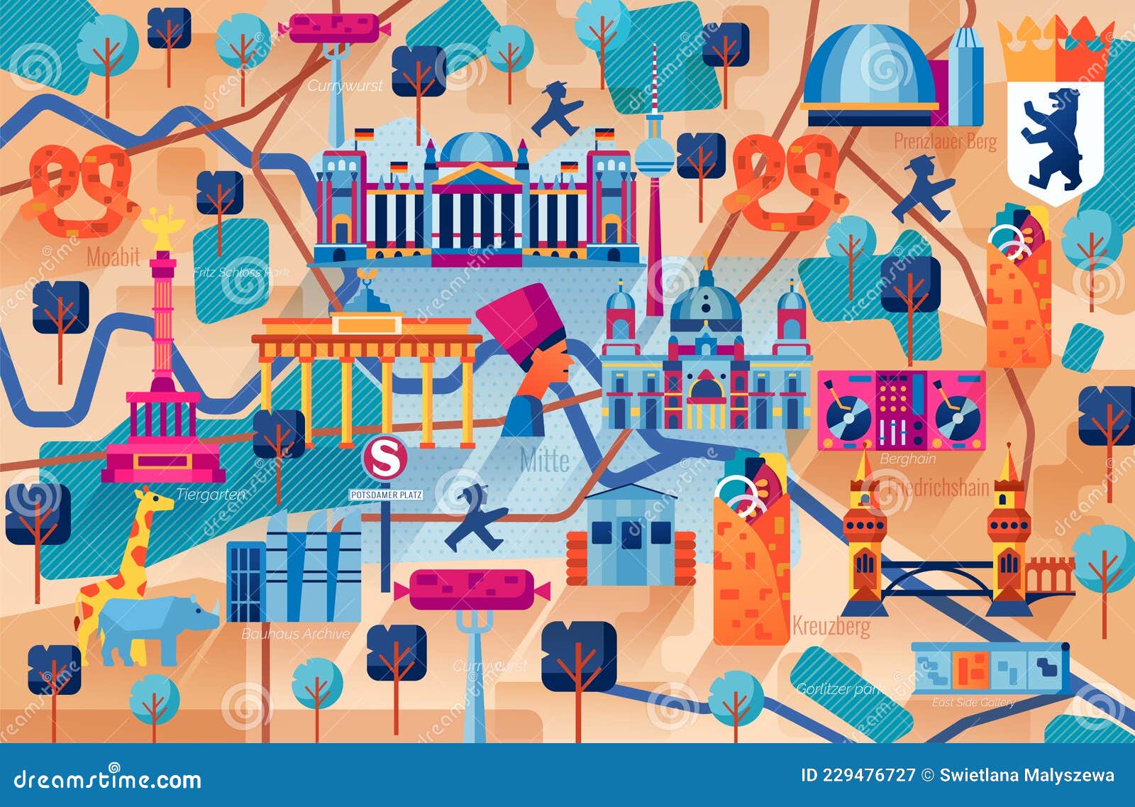 Vector Map of Berlin Illustration Stock Vector - Illustration of ...