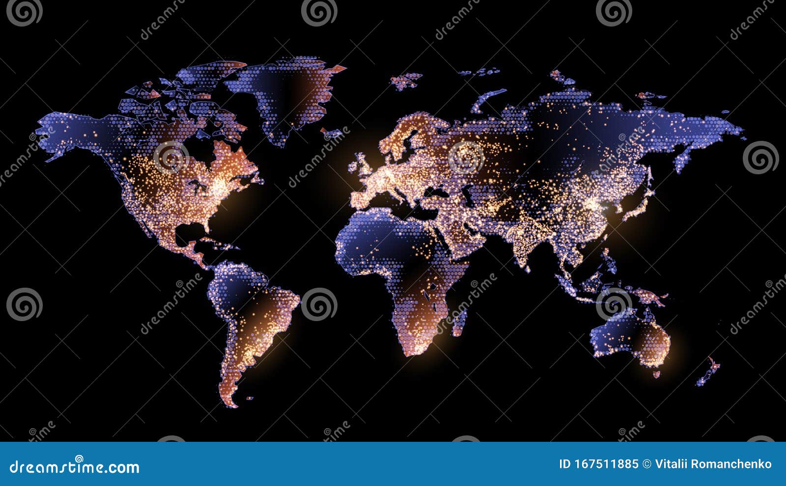 Megacities Of The World, Political Map Cartoon Vector | CartoonDealer ...