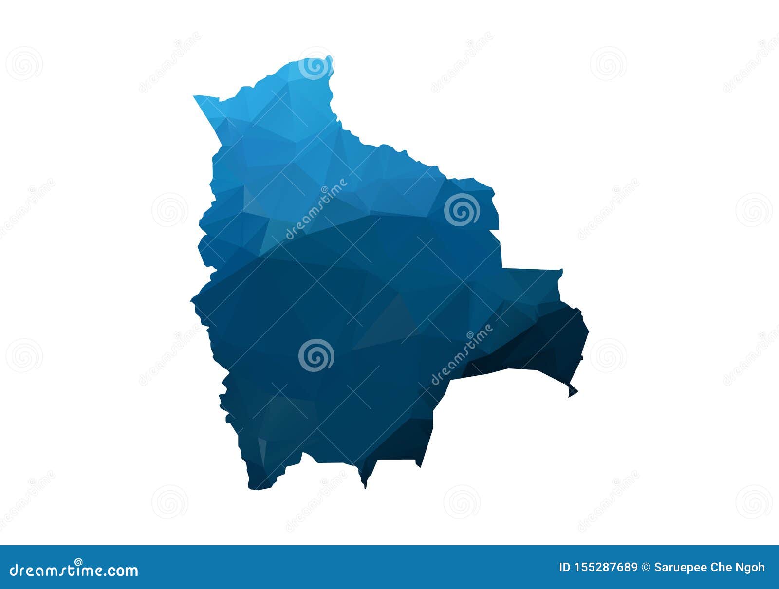 Bolivia Blue Low Poly Map With Capital Sucre Cartoon Vector ...