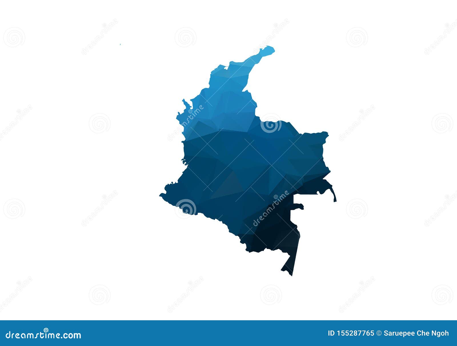 Colombia Blue Low Poly Map With Capital Bogota Vector Illustration ...