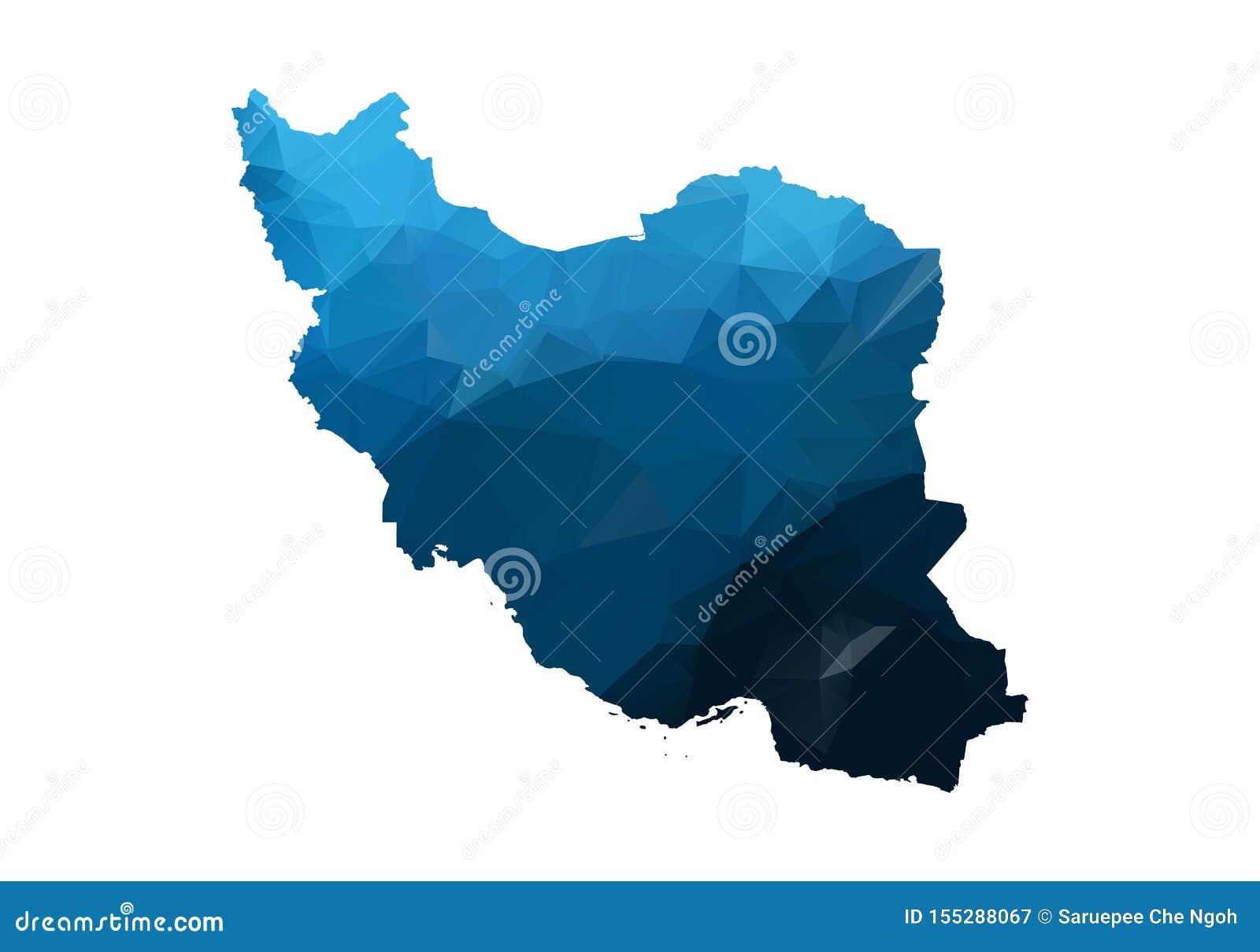 Iran Blue Marked In Political Map Of South Asia And Middle East. Simple ...