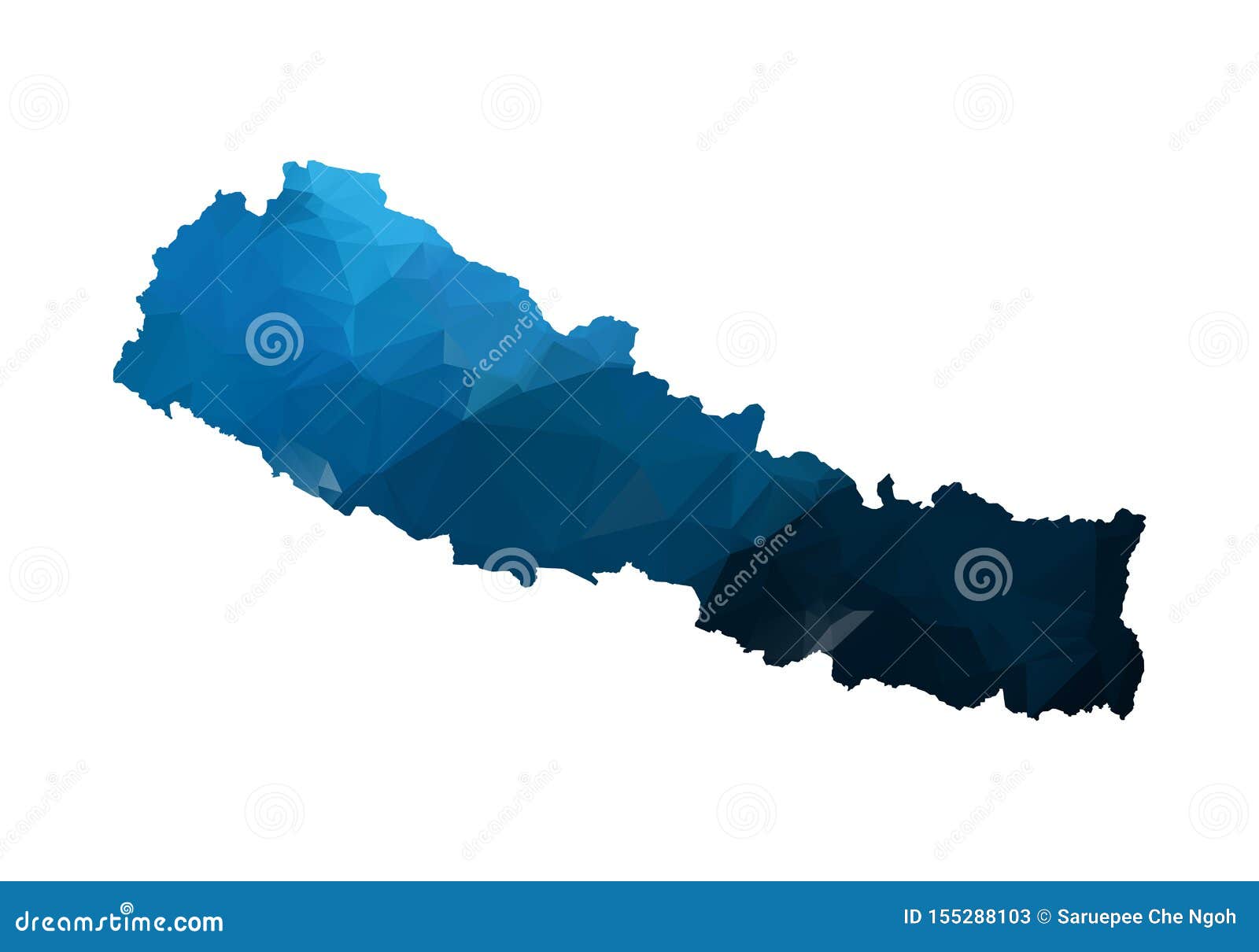 Nepal Blue Low Poly Map With Capital Kathmandu Cartoon Vector ...