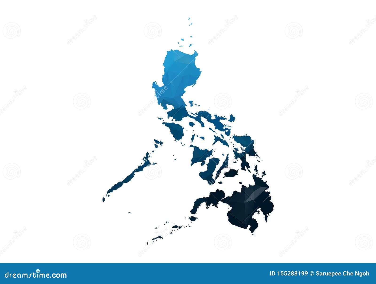 Philippines Blue Low Poly Map With Capital Manila Cartoon Vector ...