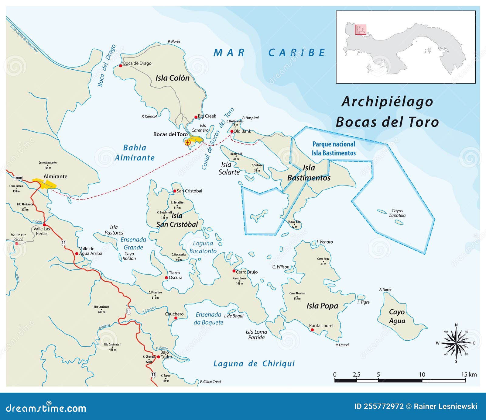 Vector Map of Bocas Del Toro Archipelago, Panama Stock Vector ...