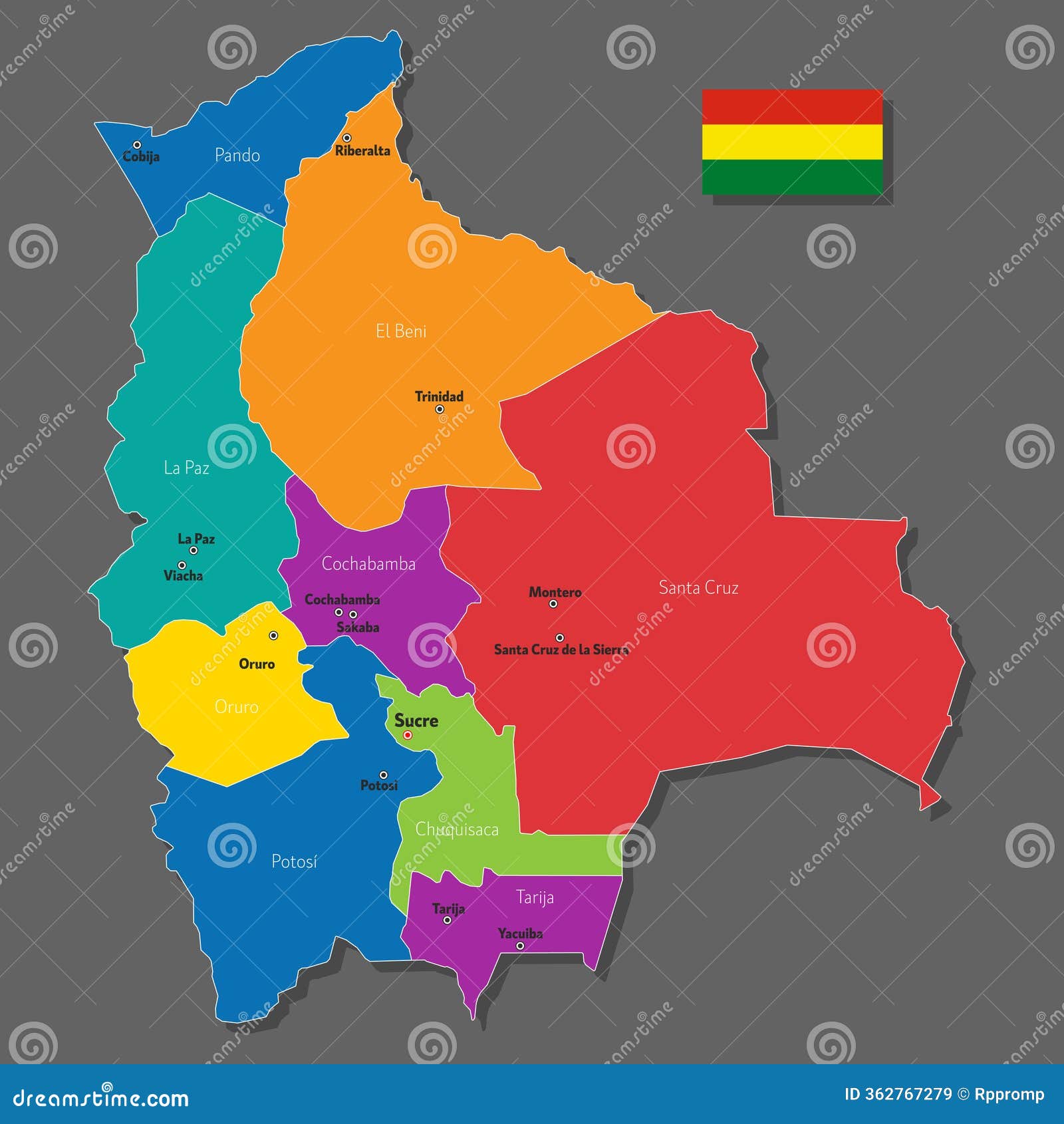 Vector map of Bolivia stock illustration. Illustration of borders ...
