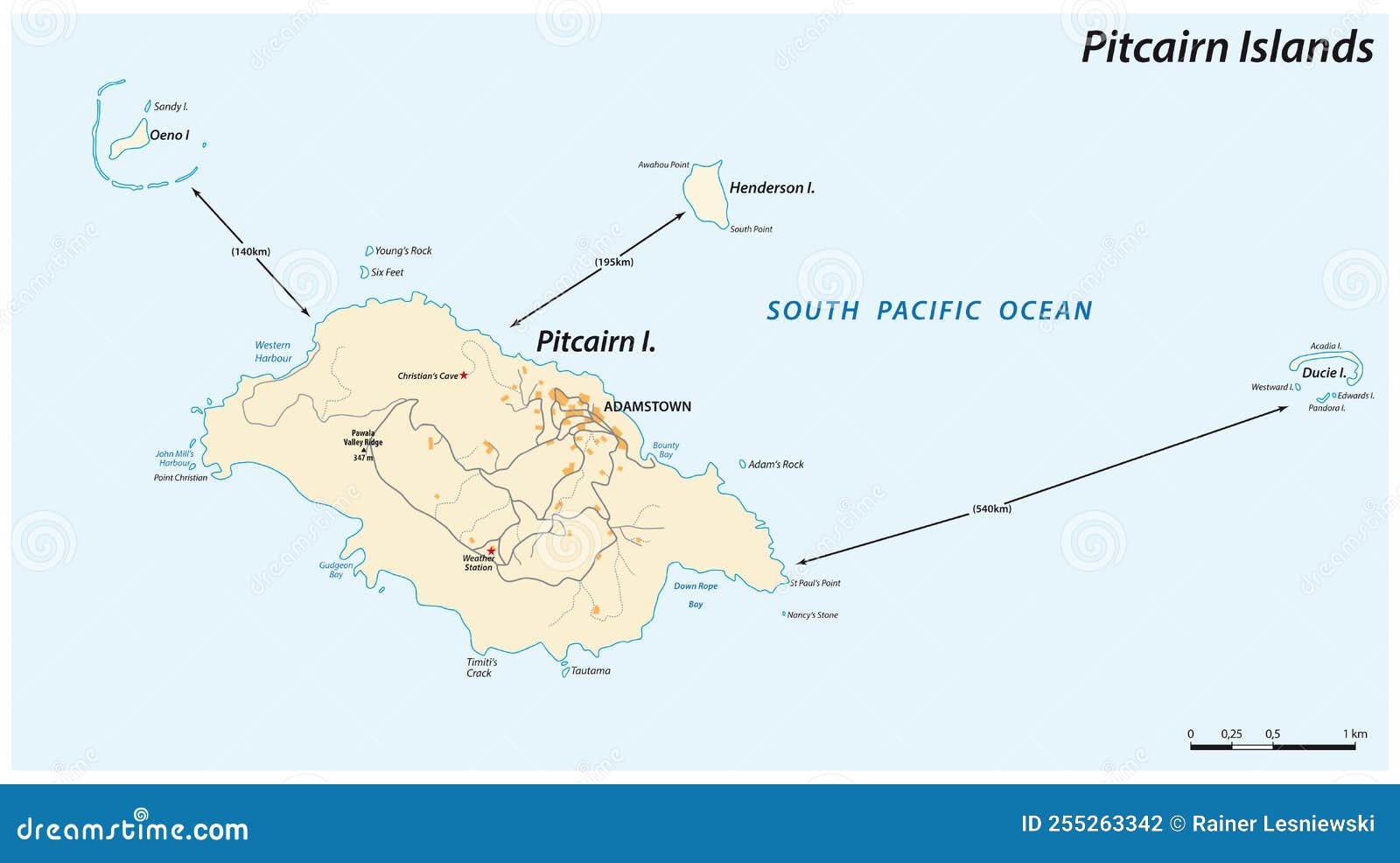 Vector Map of the British Overseas Territory Pitcairn Islands Stock ...