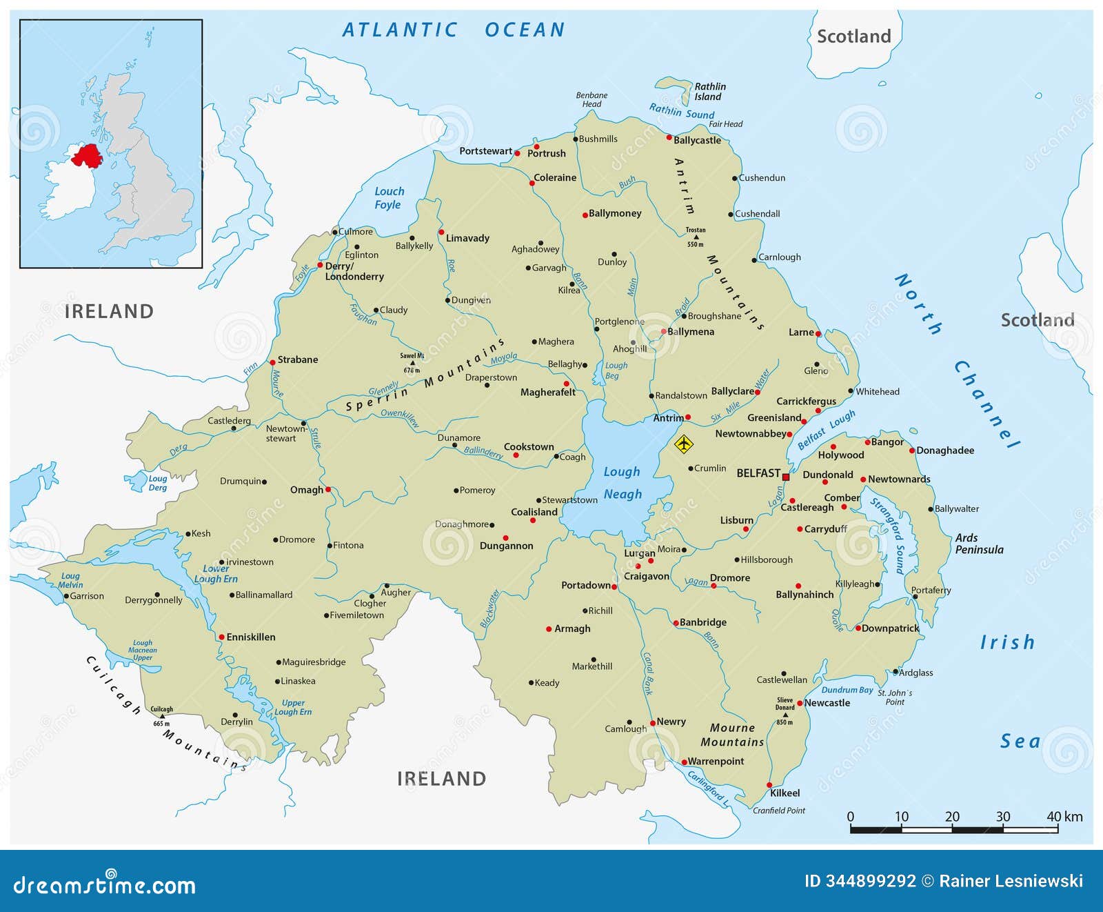 Northern Ireland Administration And Political Map With Flag Vector ...
