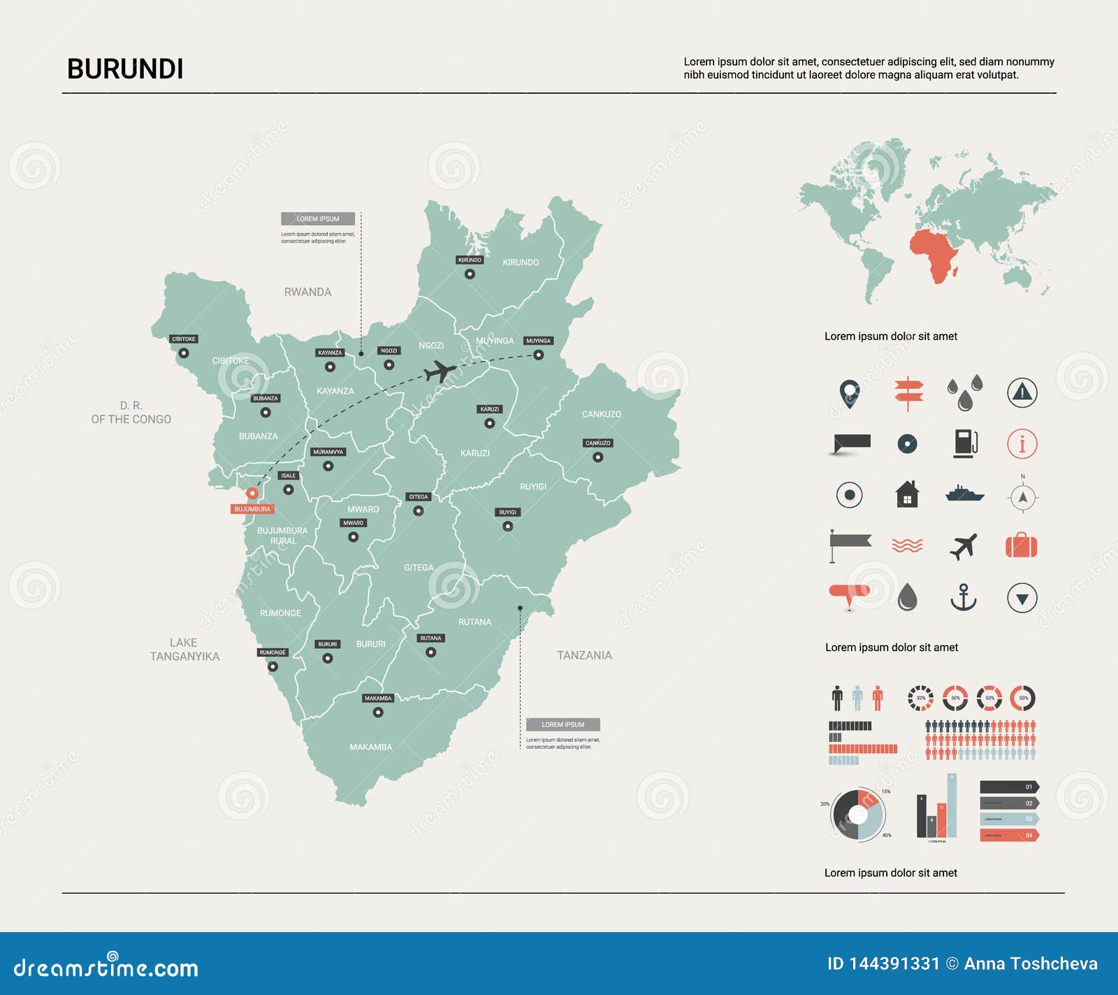 Vector Map Of Burundi High Detailed Country Map With Division Cities