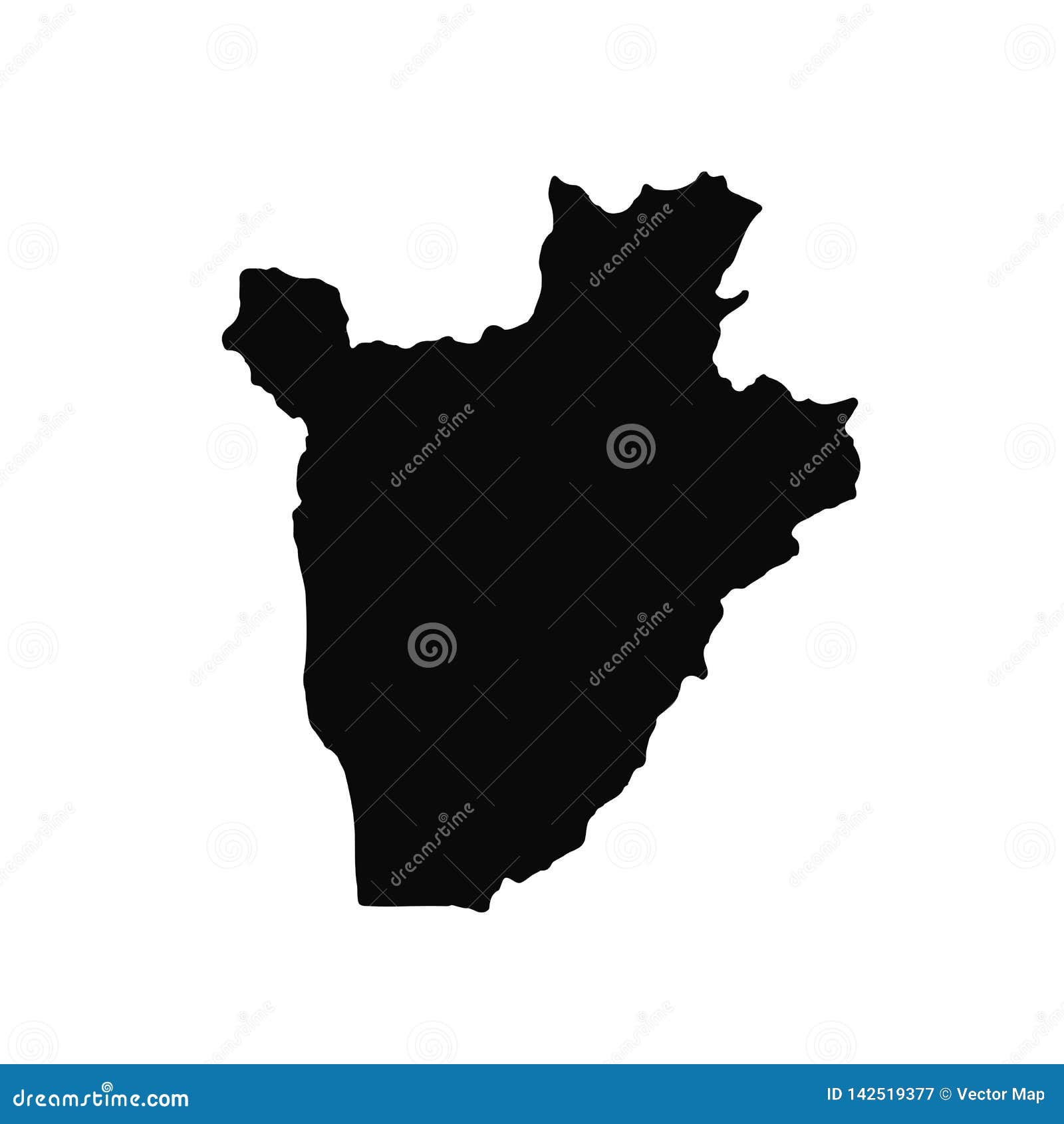 Vector Map Burundi. Isolated Vector Illustration. Black on White ...