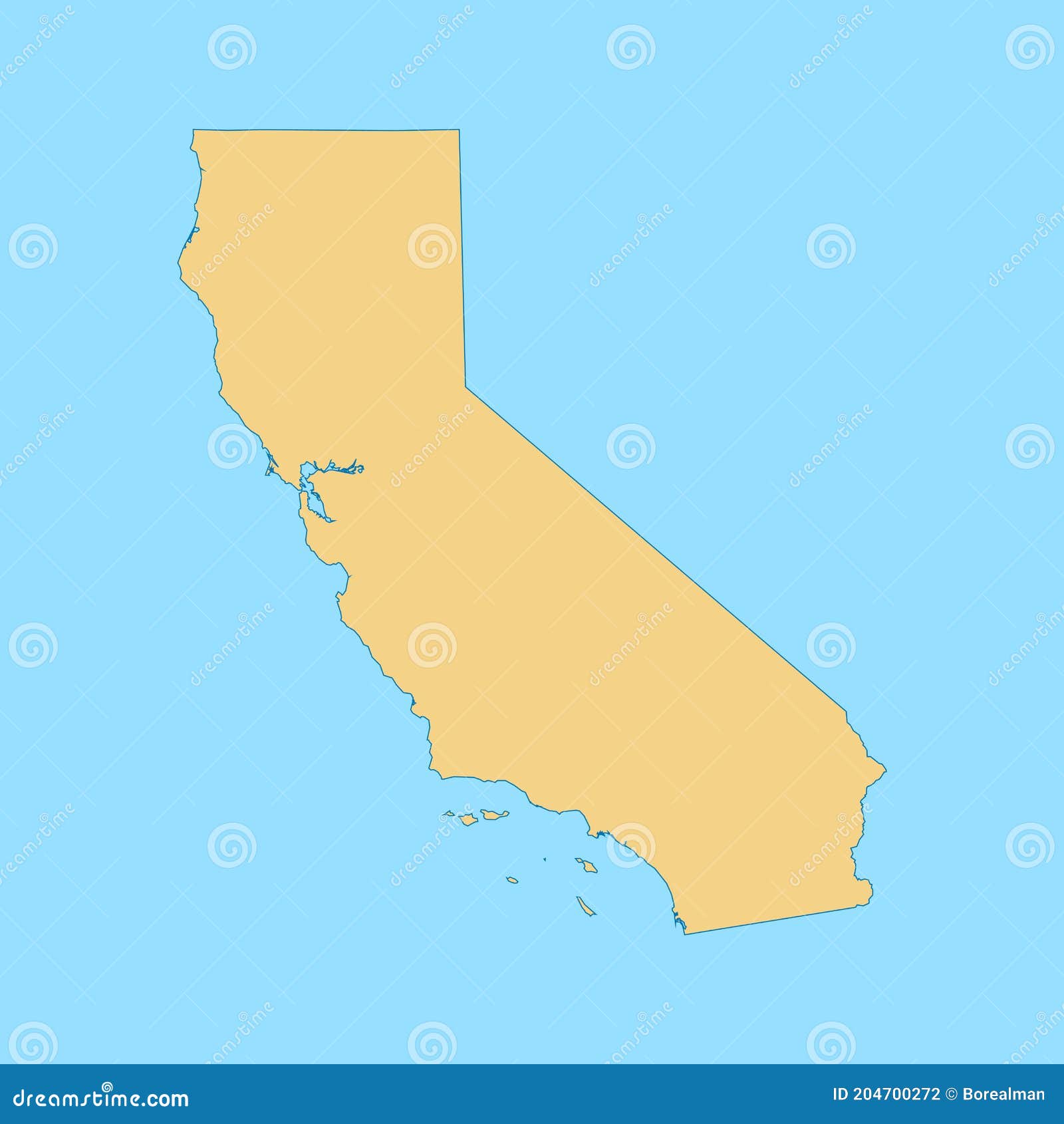 Map of the California stock vector. Illustration of vector - 204700272