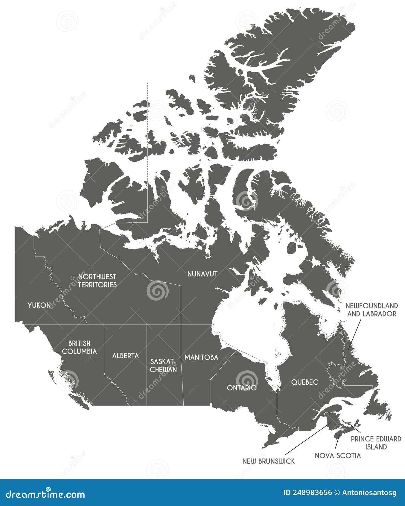 Vector Map of Canada with Provinces and Territories and Administrative ...
