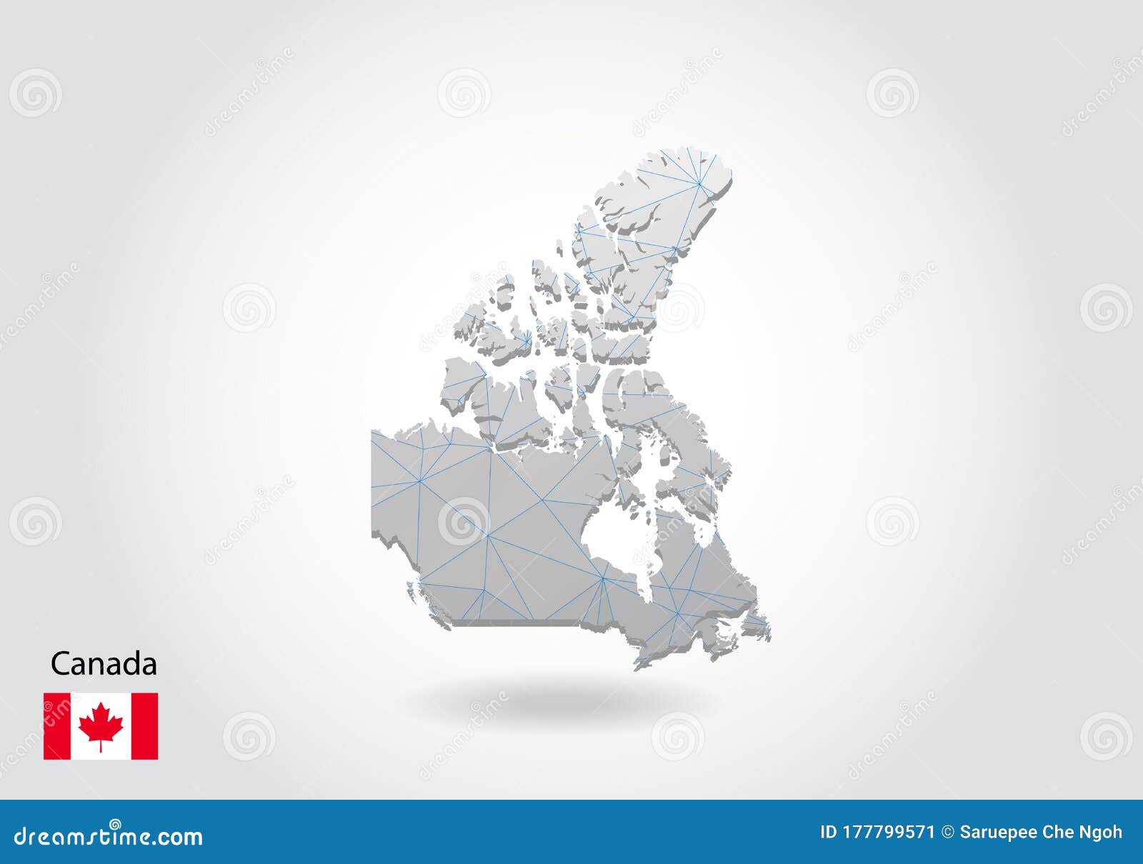 Vector Map of Canada with Trendy Triangles Design in Polygonal Style on ...