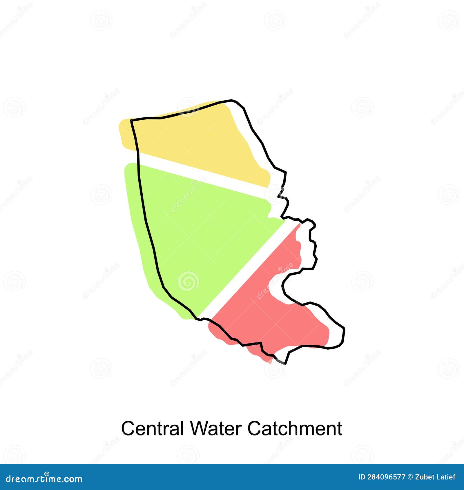 Vector Map Of Central Water Catchment Colorful Illustration Template ...