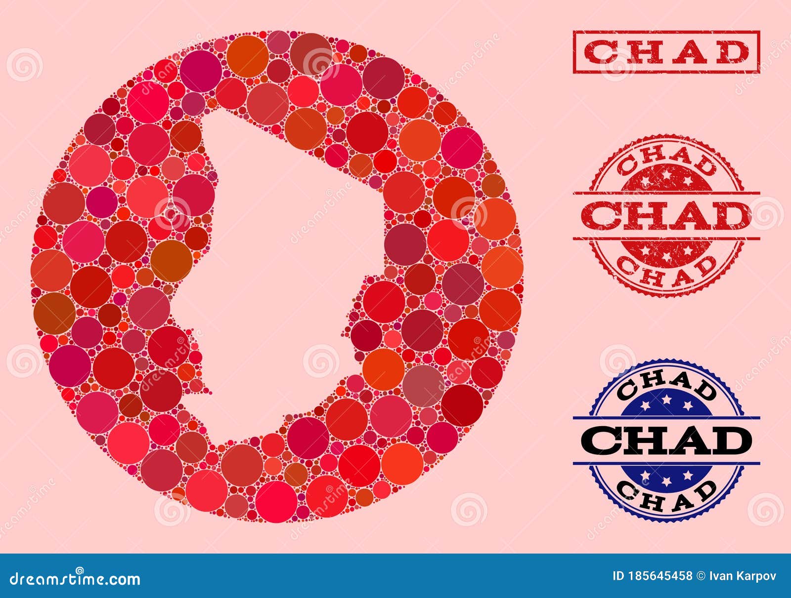 Stencil Circle Map of Chad Mosaic and Scratched Stamp Stock ...