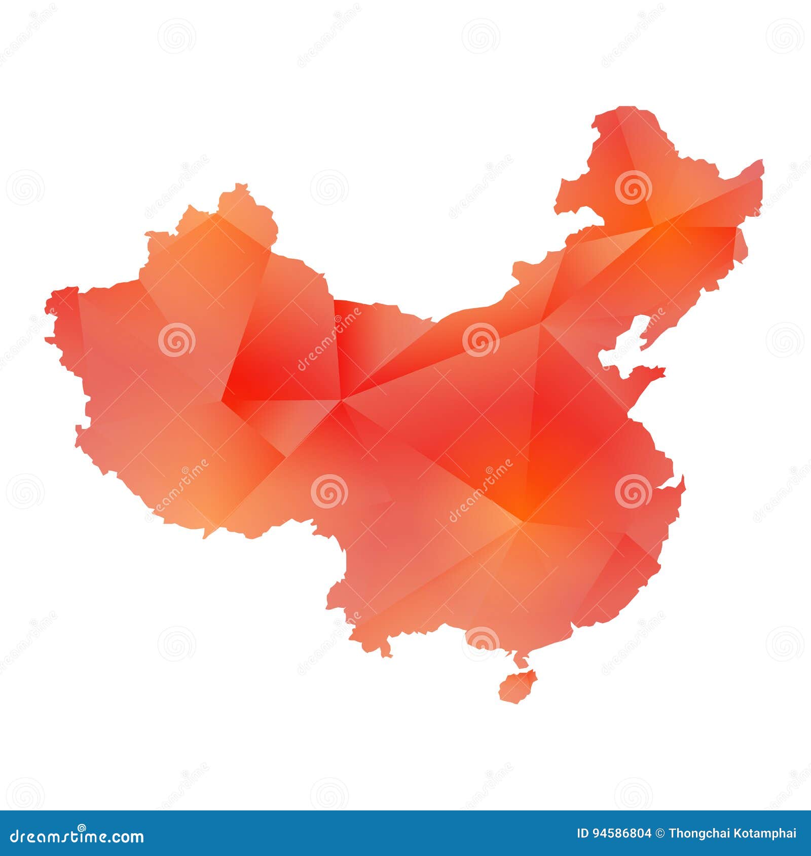 Vector Map of China Polygon Stock Vector - Illustration of graphic ...
