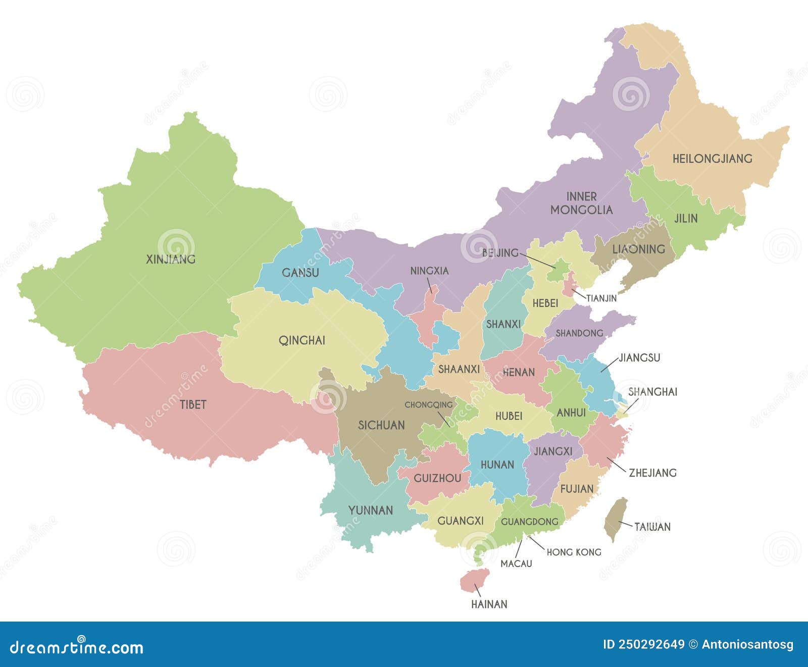 Map Of China With Provinces And Major Cities. Cartoon Vector ...