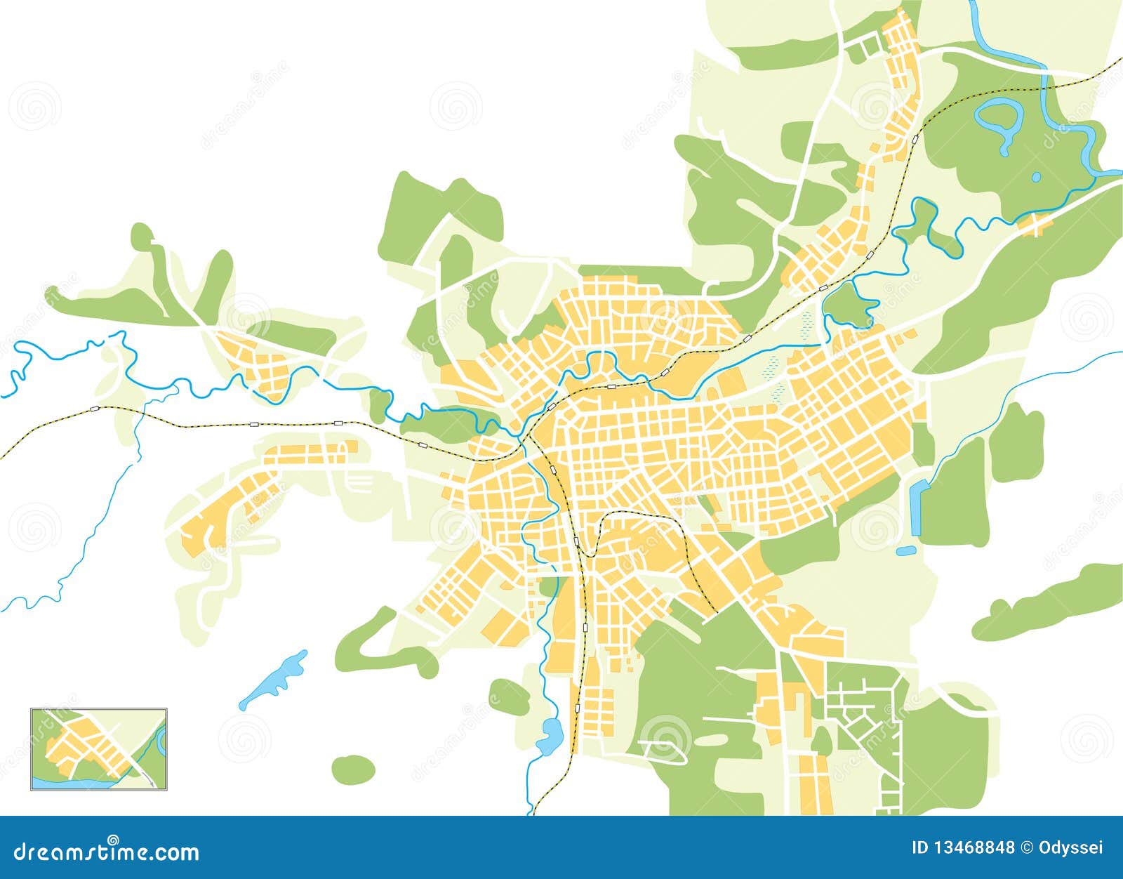 Vector map of the city stock vector. Illustration of geography - 13468848