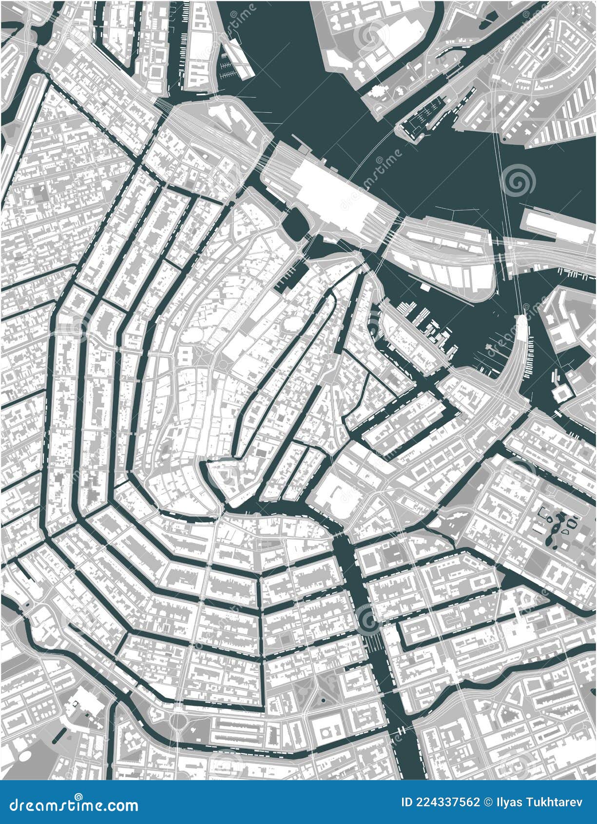 Map of the City of Amsterdam, Netherlands Stock Vector - Illustration ...